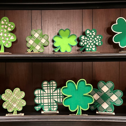 St. Patrick's Day Decorations Wood Shamrocks Shelf - Etsy
