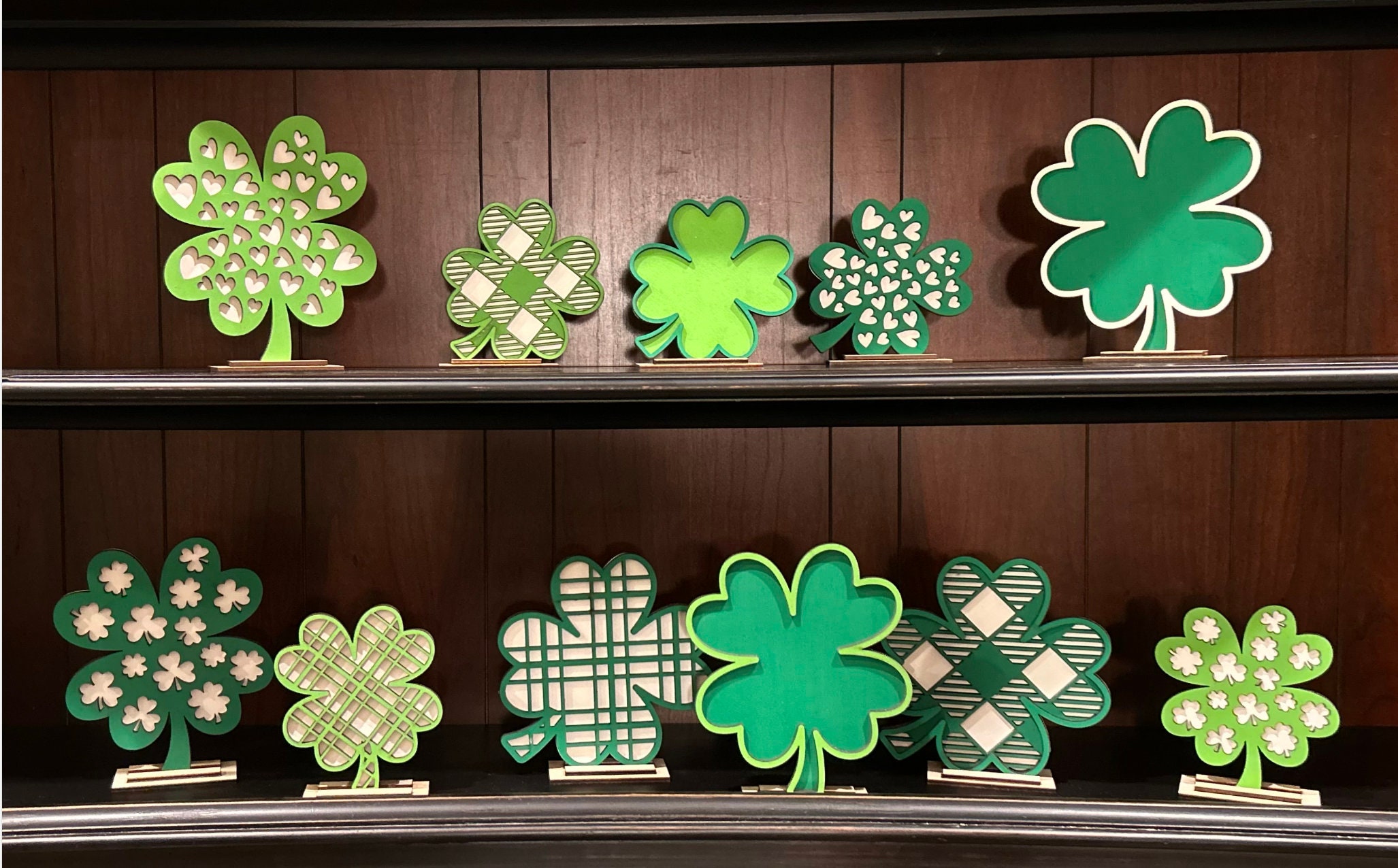 St. Patrick's Day Decorations Wood Shamrocks Shelf - Etsy