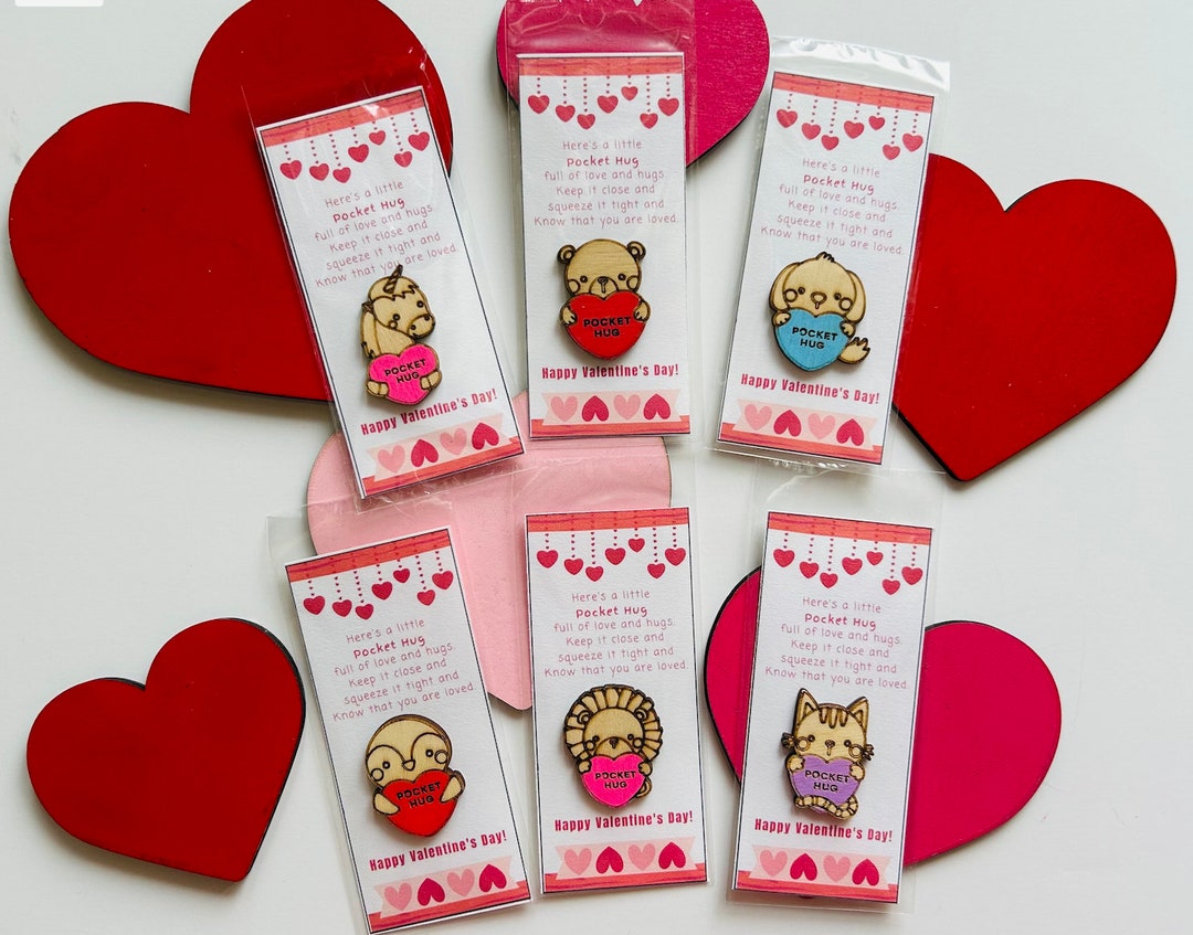 Valentine's Day Pocket Hug: Animal Token, Classroom Gift - Etsy