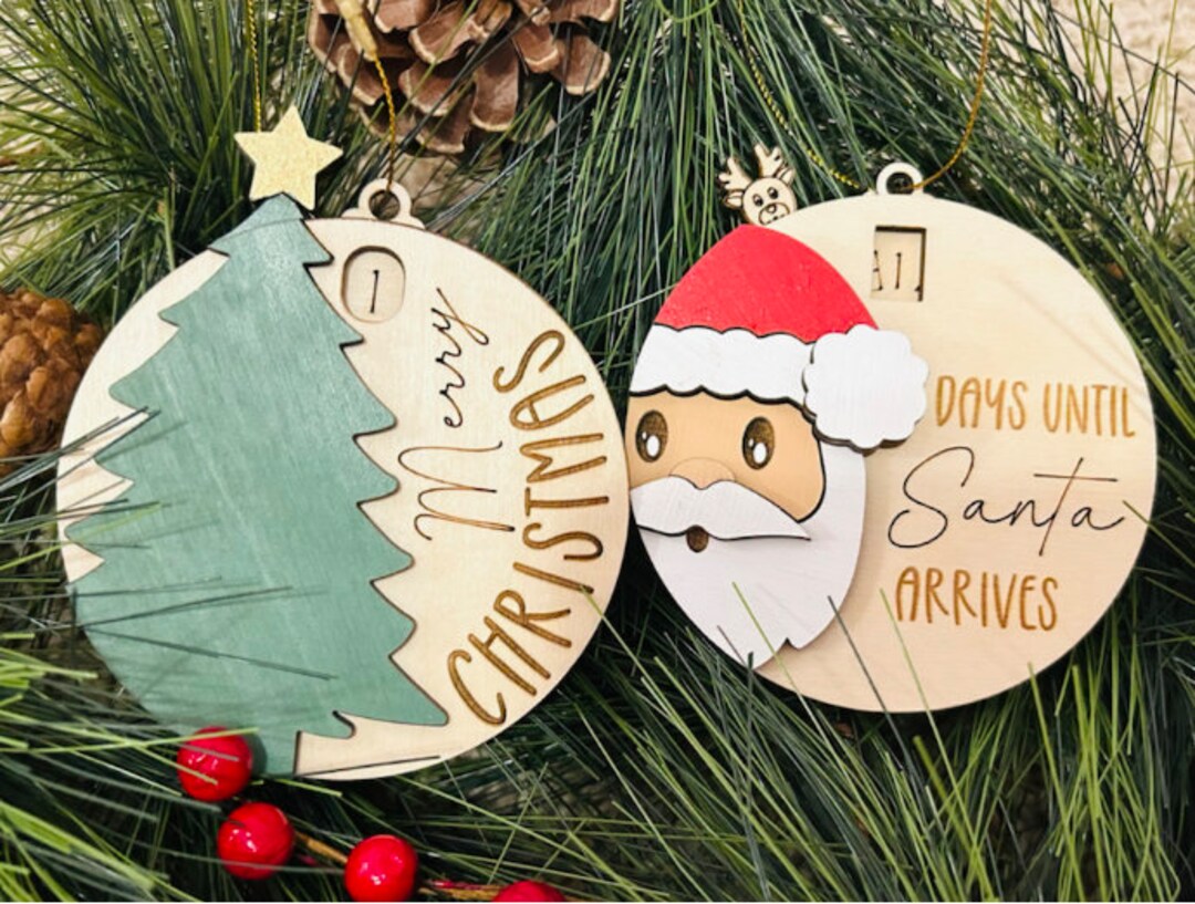 Santa Christmas Countdown Sliding Ornament, Christmas Tree Countdown ...