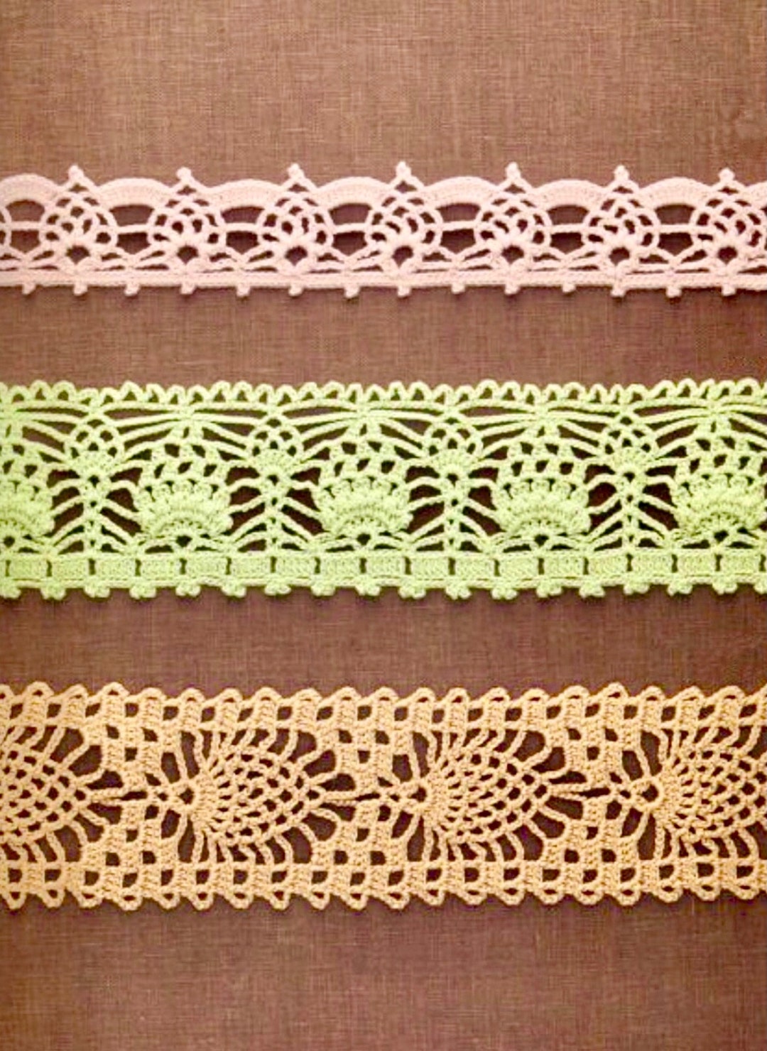 Lace Border CROCHET PATTERN 3 Pineapple Motif Crochet Lace Edging ...