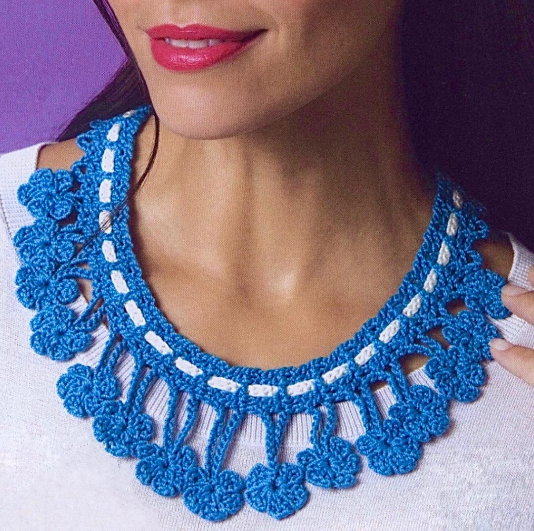 Crochet Flower Necklace Pattern Crochet Jewelry Crochet Edging Pattern ...