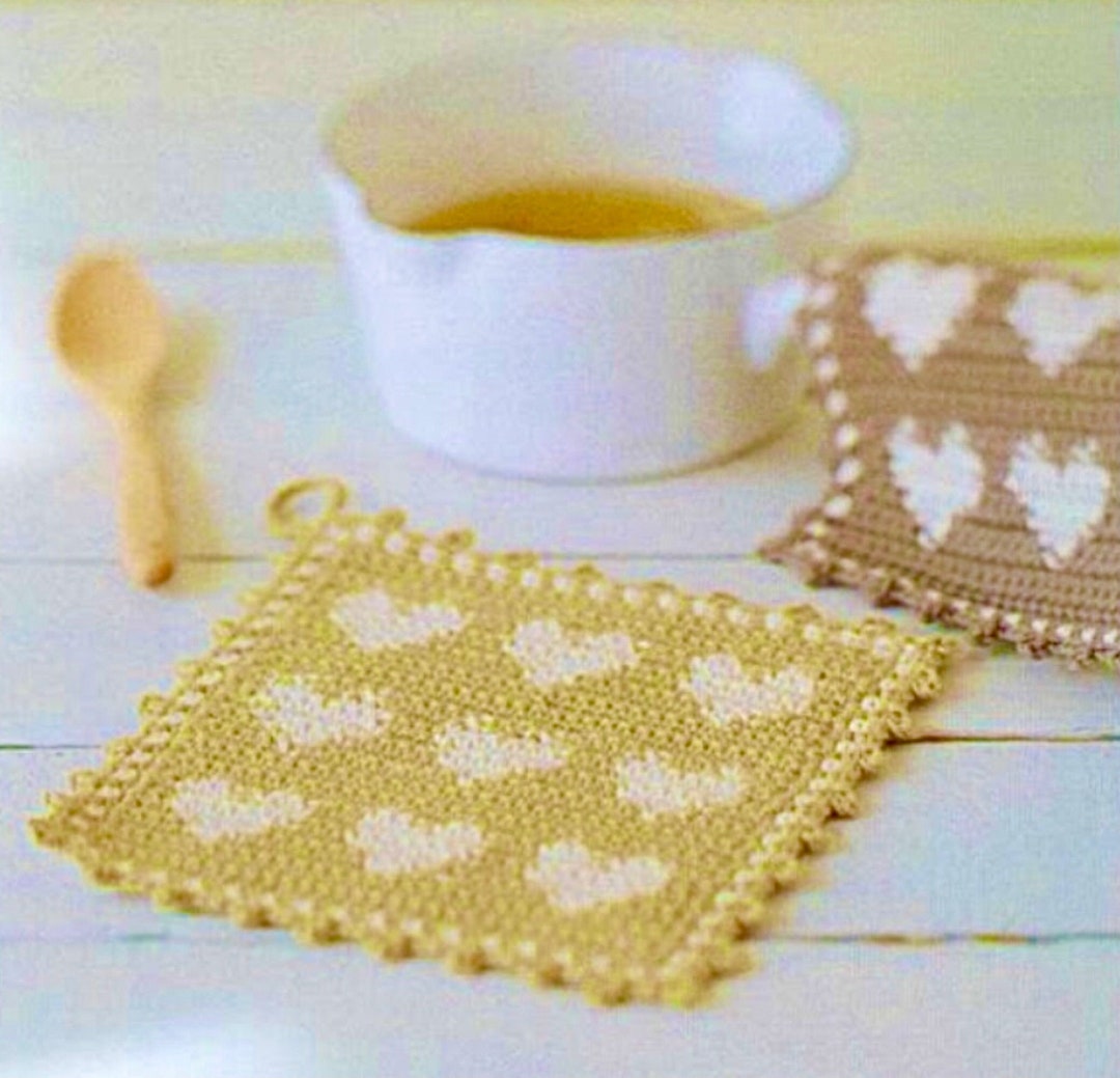 Heart Potholder Crochet Pattern: Valentine's Day Kitchen Decor (PDF ...