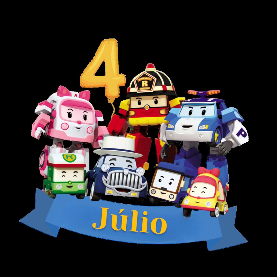 Personalized Kids Robocar Poli Birthday Cake Topper Custom Robocar Poli ...