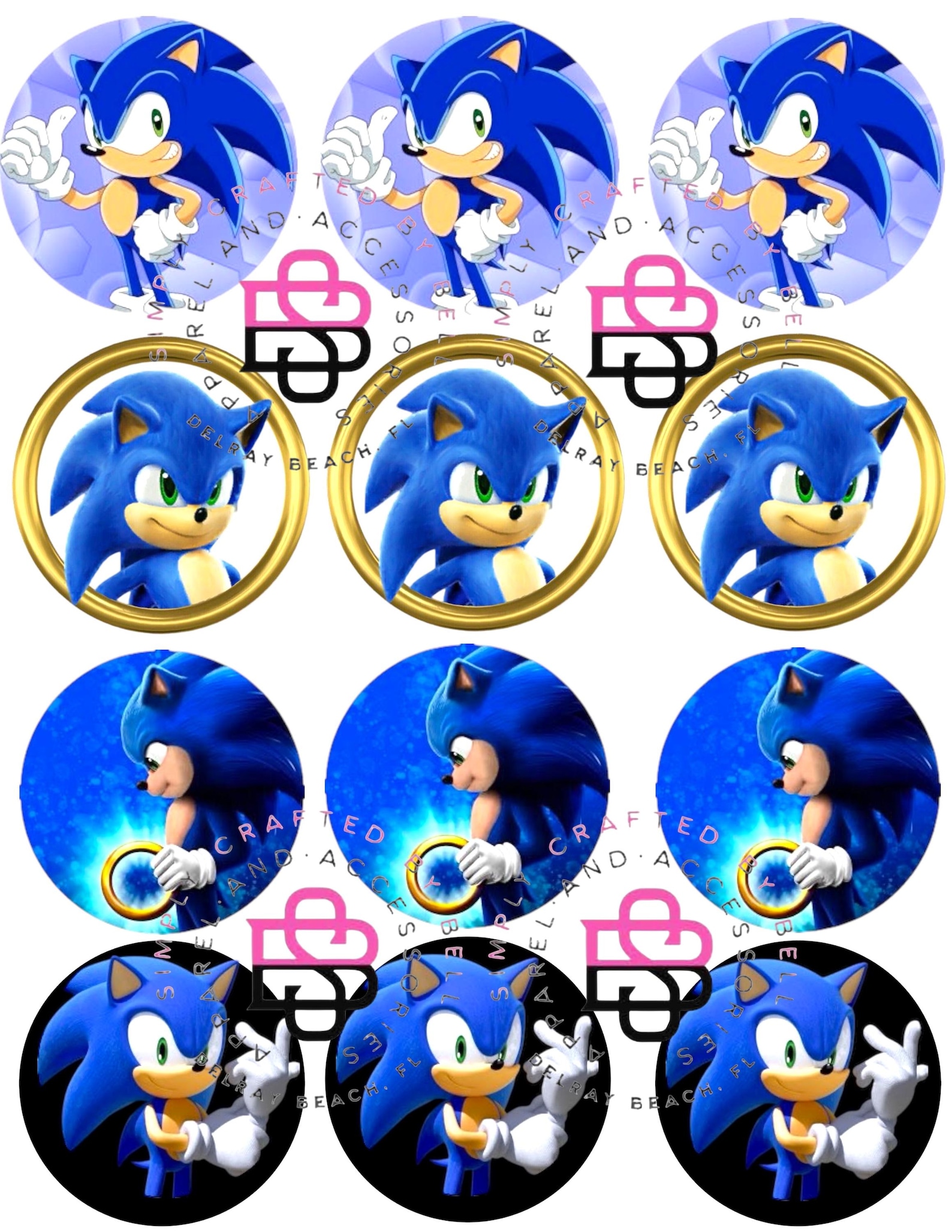 Sonic Cupcake Toppers, Sonic Cookie Toppers, Sonic Stickers SVG, Party ...