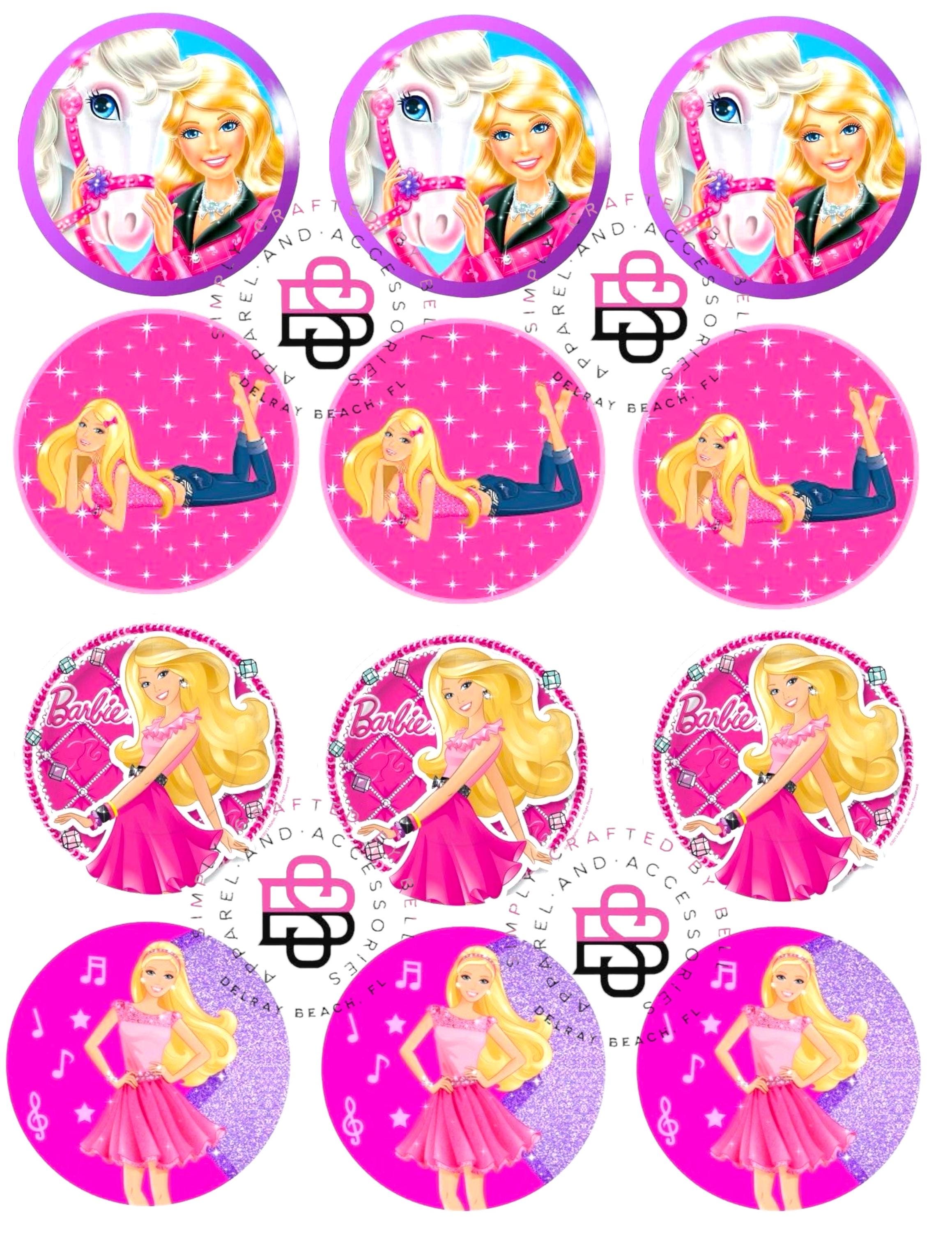 Iconic Blonde Doll Cupcake Toppers, Blonde Doll in Pink, Birthday Party ...