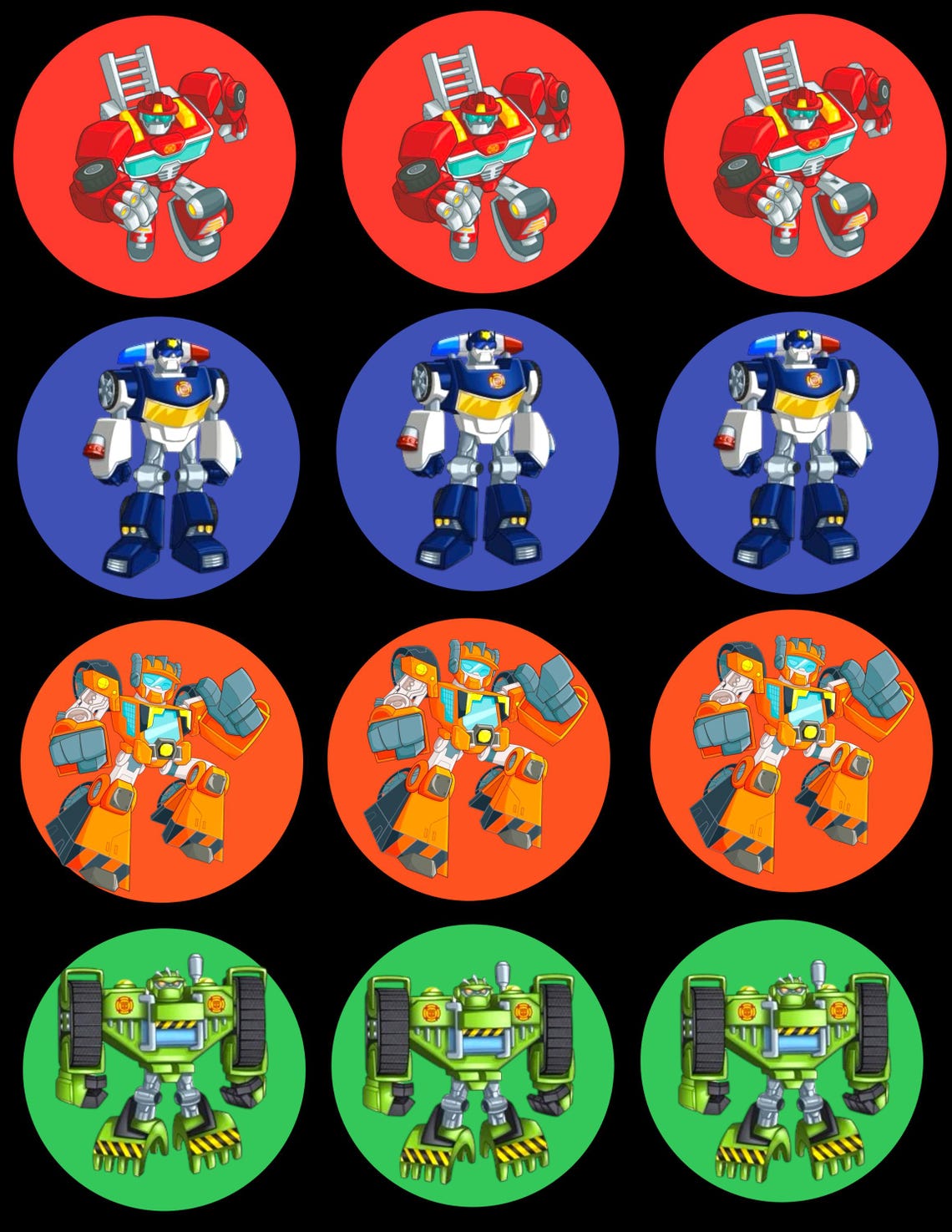 Rescue Bots Cupcake Toppers: Robot Birthday Party Decor (digital ...