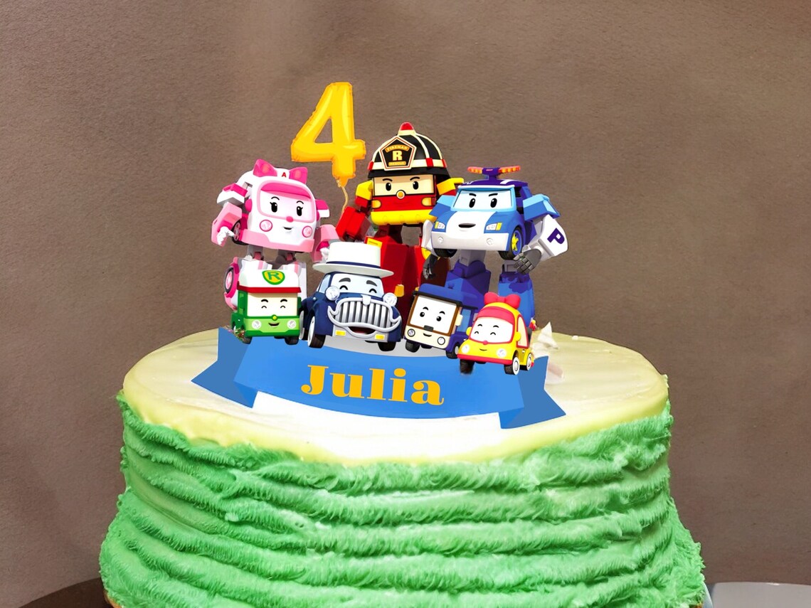 Personalized Kids Robocar Poli Birthday Cake Topper Custom Robocar Poli ...
