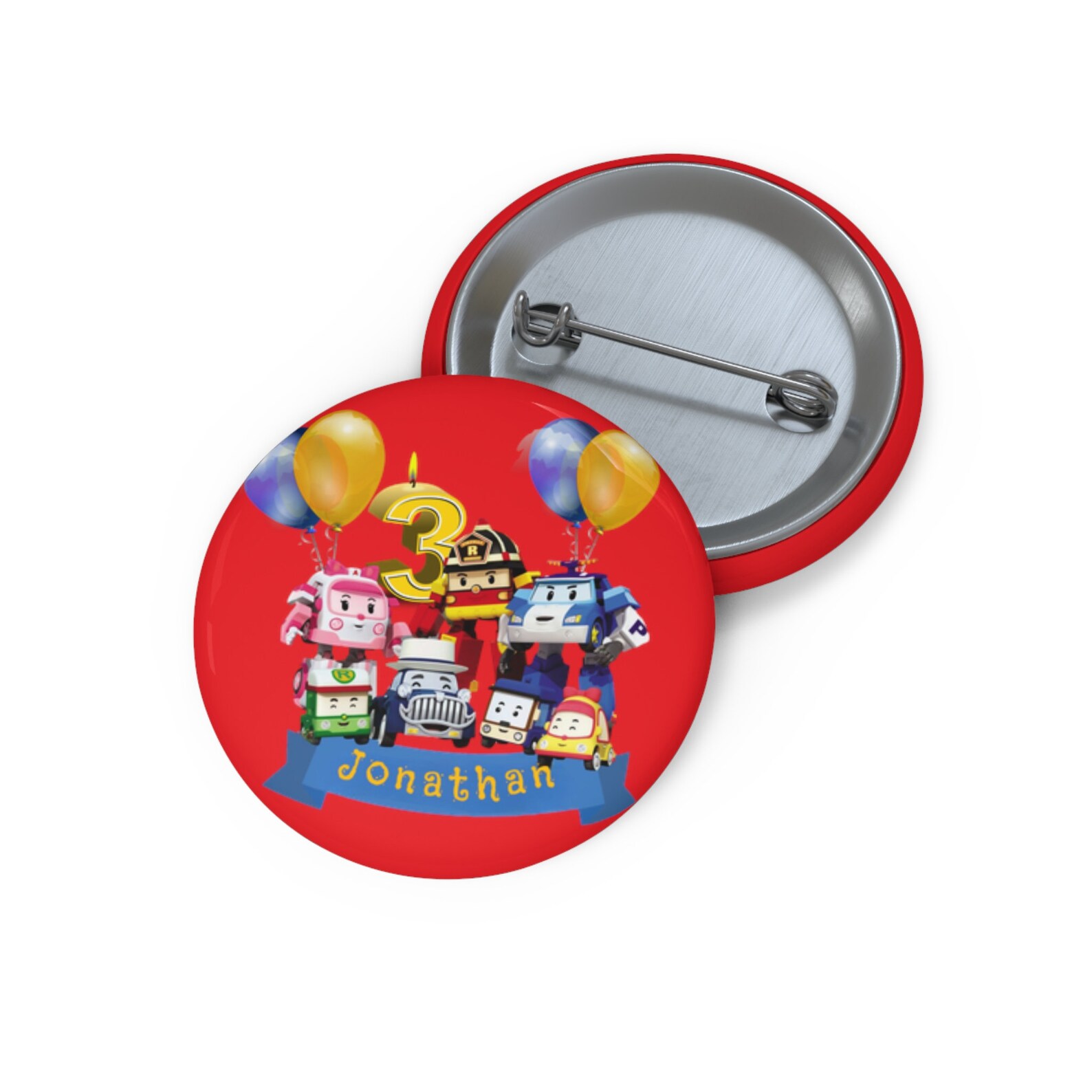 Custom Robocar Poli Birthday Pin | Personalized Party Favor - Etsy