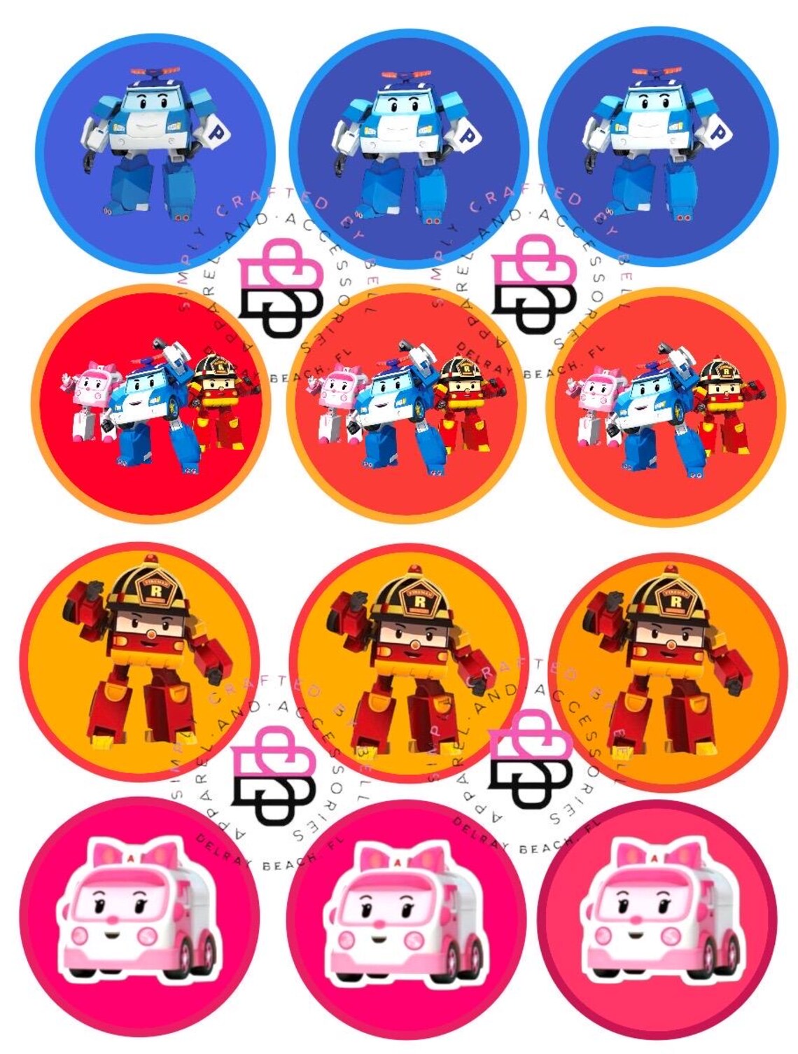 Robocar Poli Cupcake Topper | Custom Robocar Poli Cookie Toppers ...