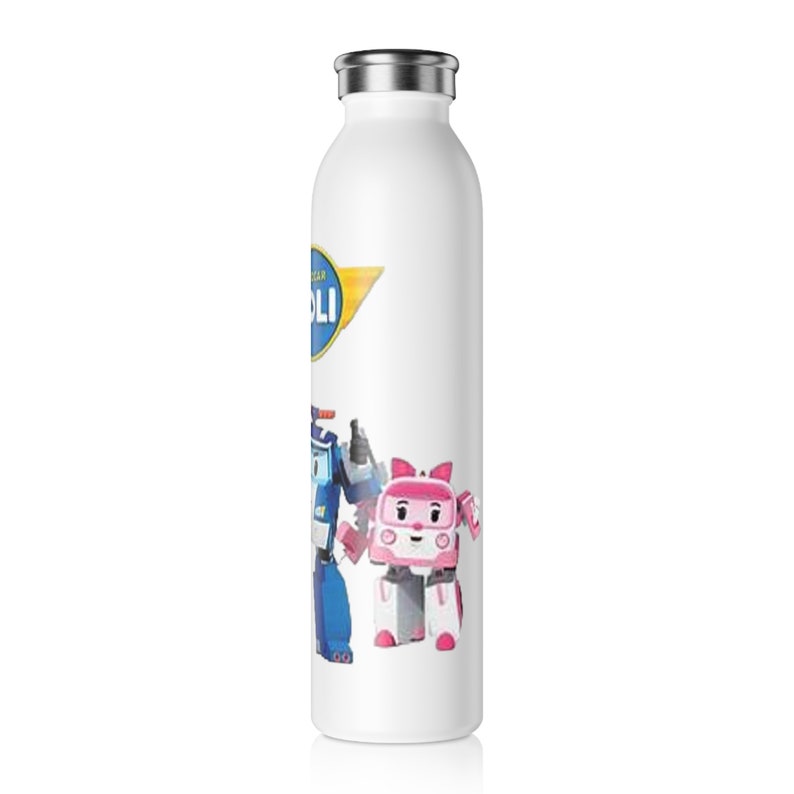 Robocar Poli Slim Water Bottle, Kids Tall Sports Bottle, Custom Gift ...