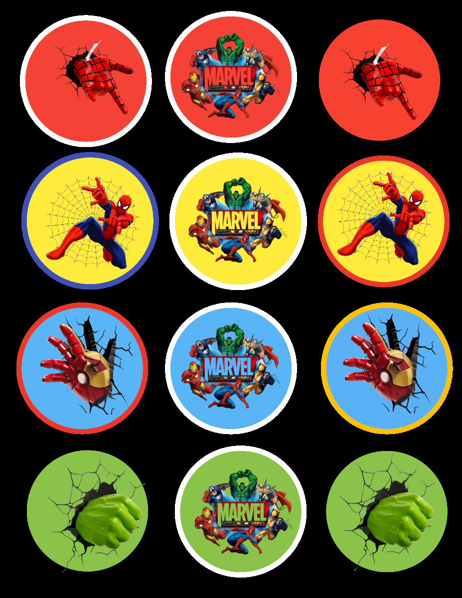 Custom Super Hero Cupcake Toppers Kids Super Hero Cookie Toppers Custom ...