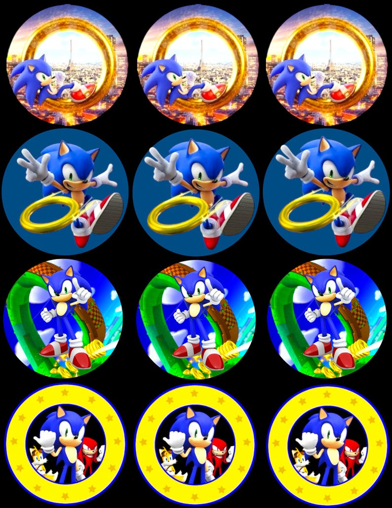 Sonic Cupcake Toppers, Sonic Cookie Toppers, Sonic Stickers SVG, Party ...