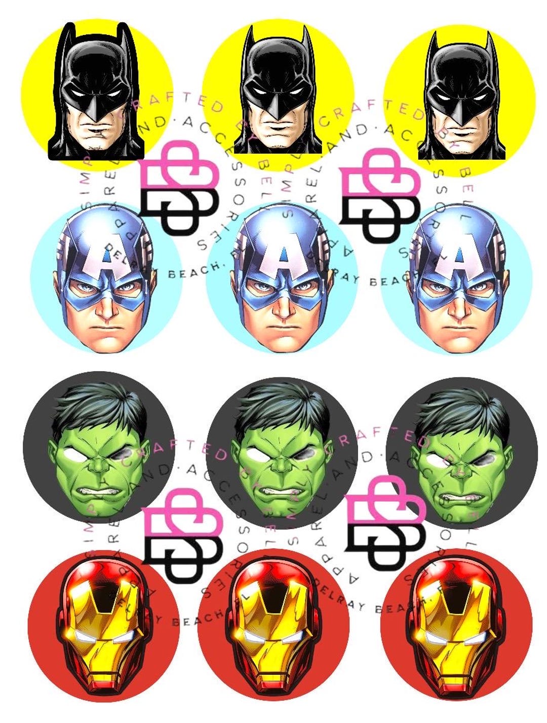 Superhero Cupcake Topper, Superhero Cookie Toppers, Superhero Faces ...
