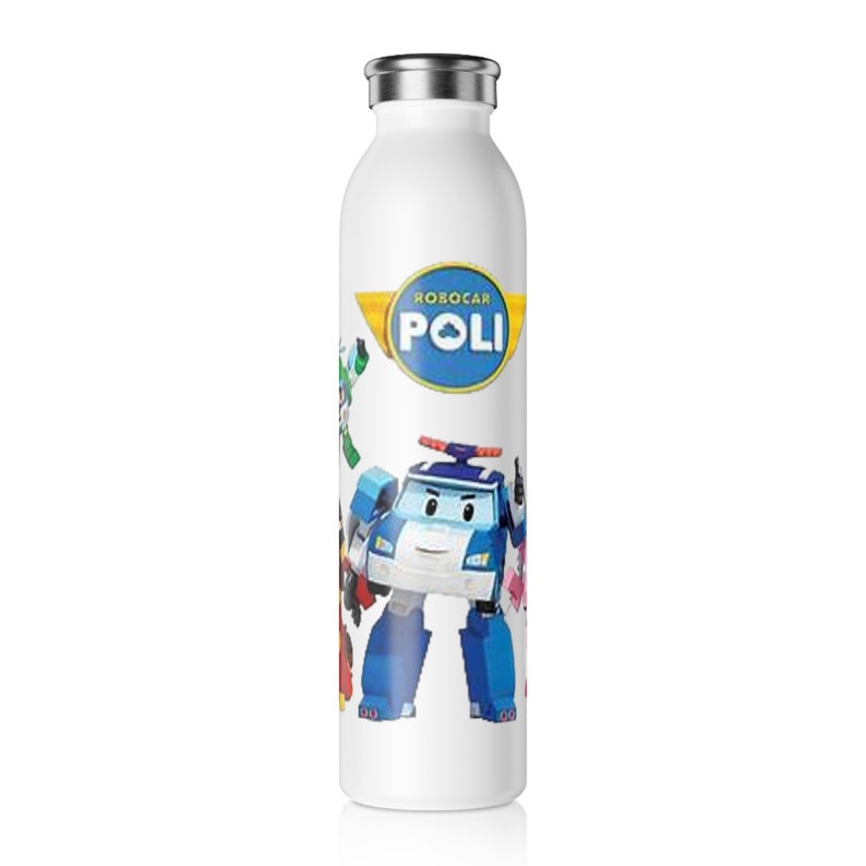 Robocar Poli Slim Water Bottle, Kids Tall Sports Bottle, Custom Gift ...