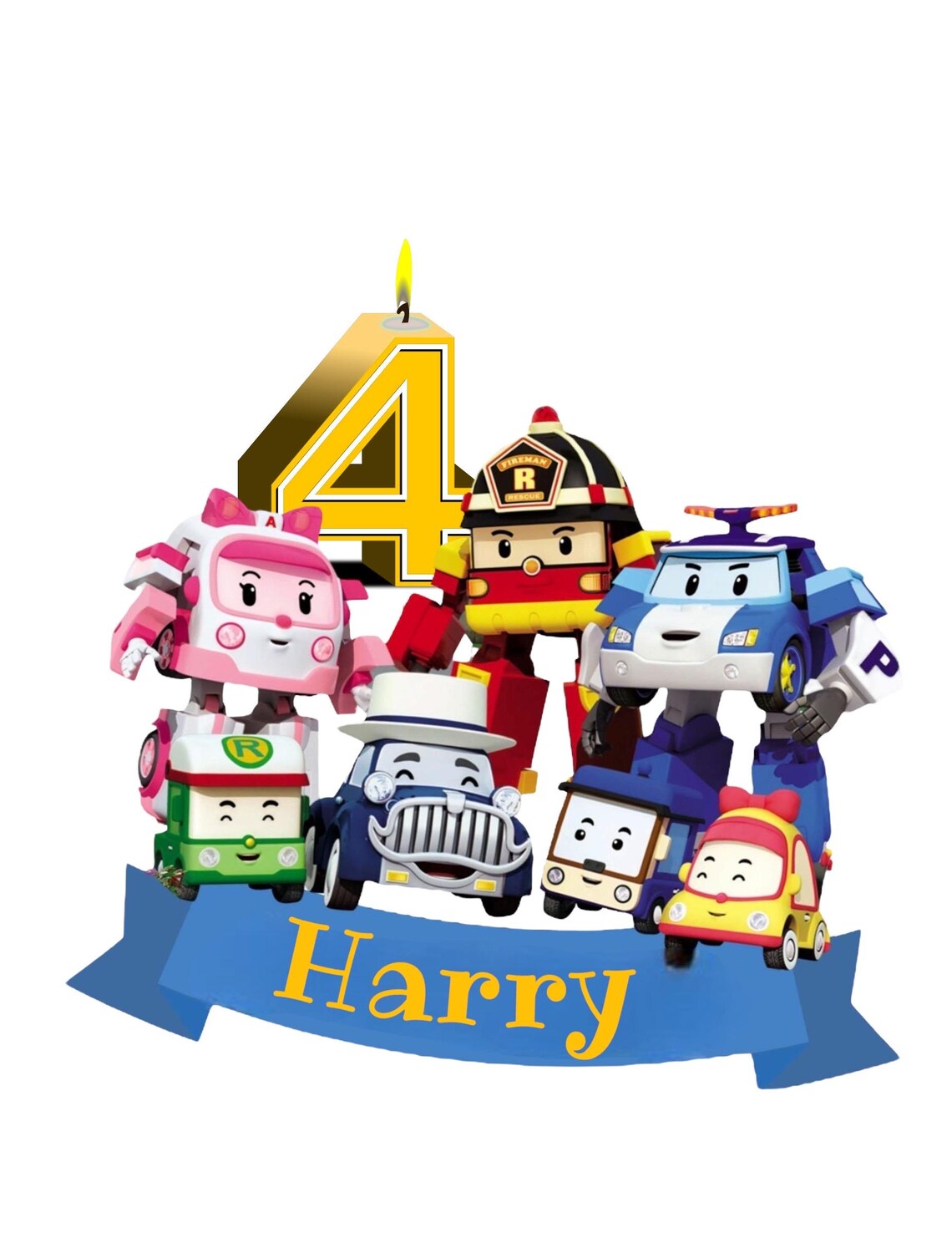 Personalized Kids Robocar Poli Birthday Cake Topper | Custom Robocar ...