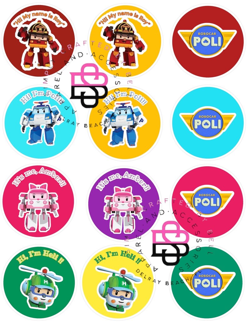 Robocar Poli Cupcake Toppers, Kids Cupcake Toppers Robocar Poli Cookie ...