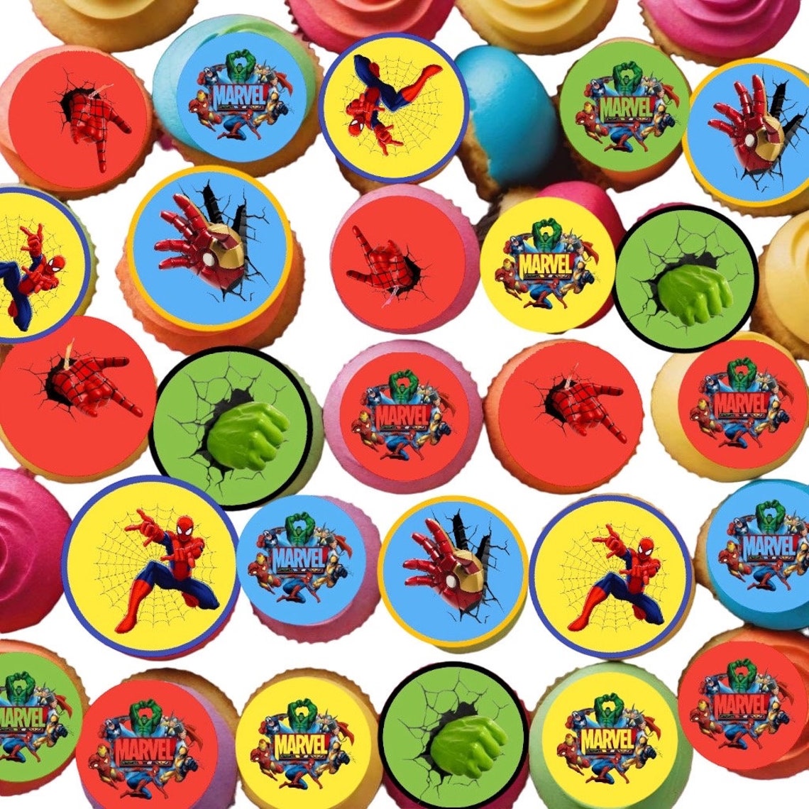 Custom Super Hero Cupcake Toppers Kids Super Hero Cookie Toppers Custom ...