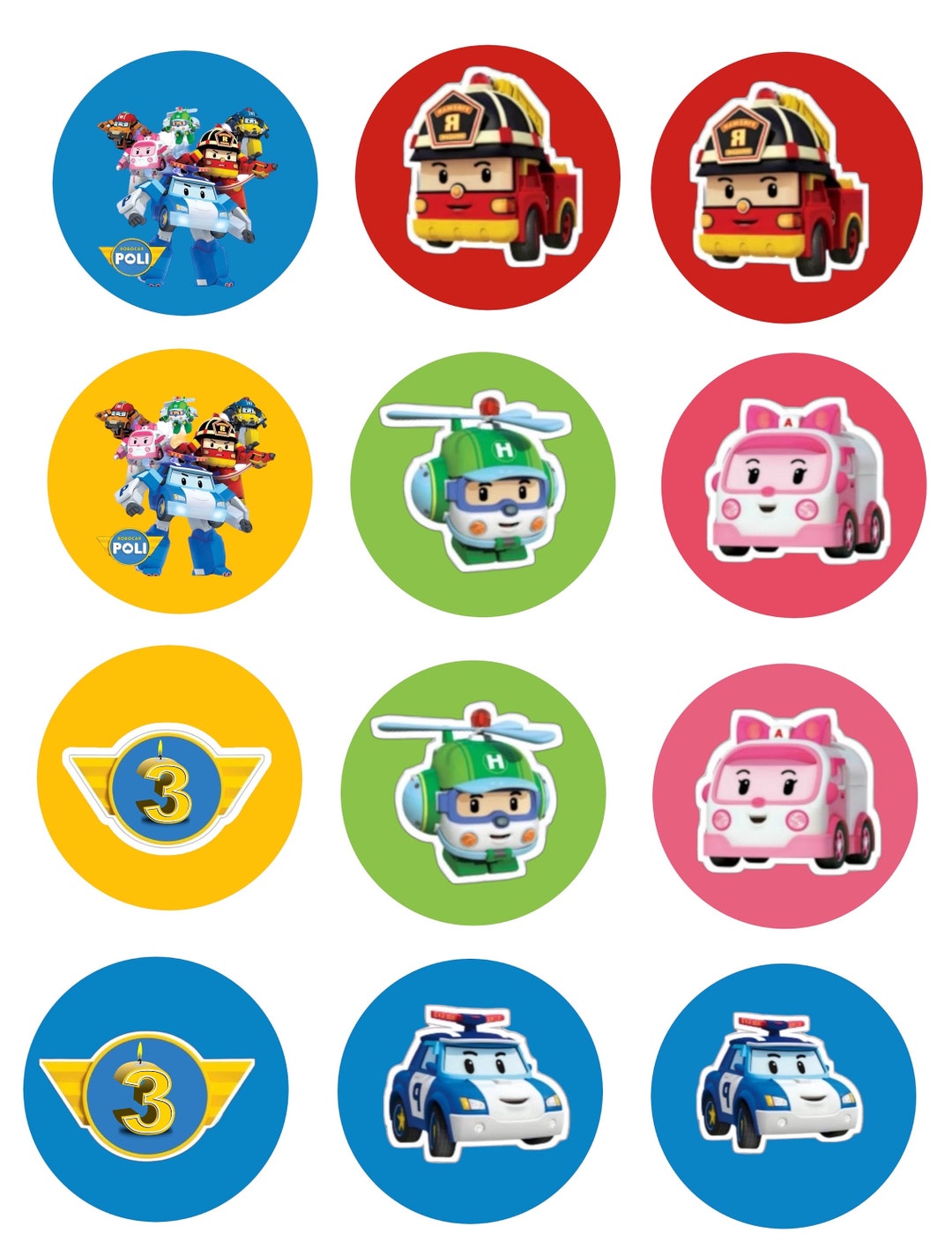Custom Robocar Poli Cup Cake Topper Personalized Robocar Poli Wing and ...