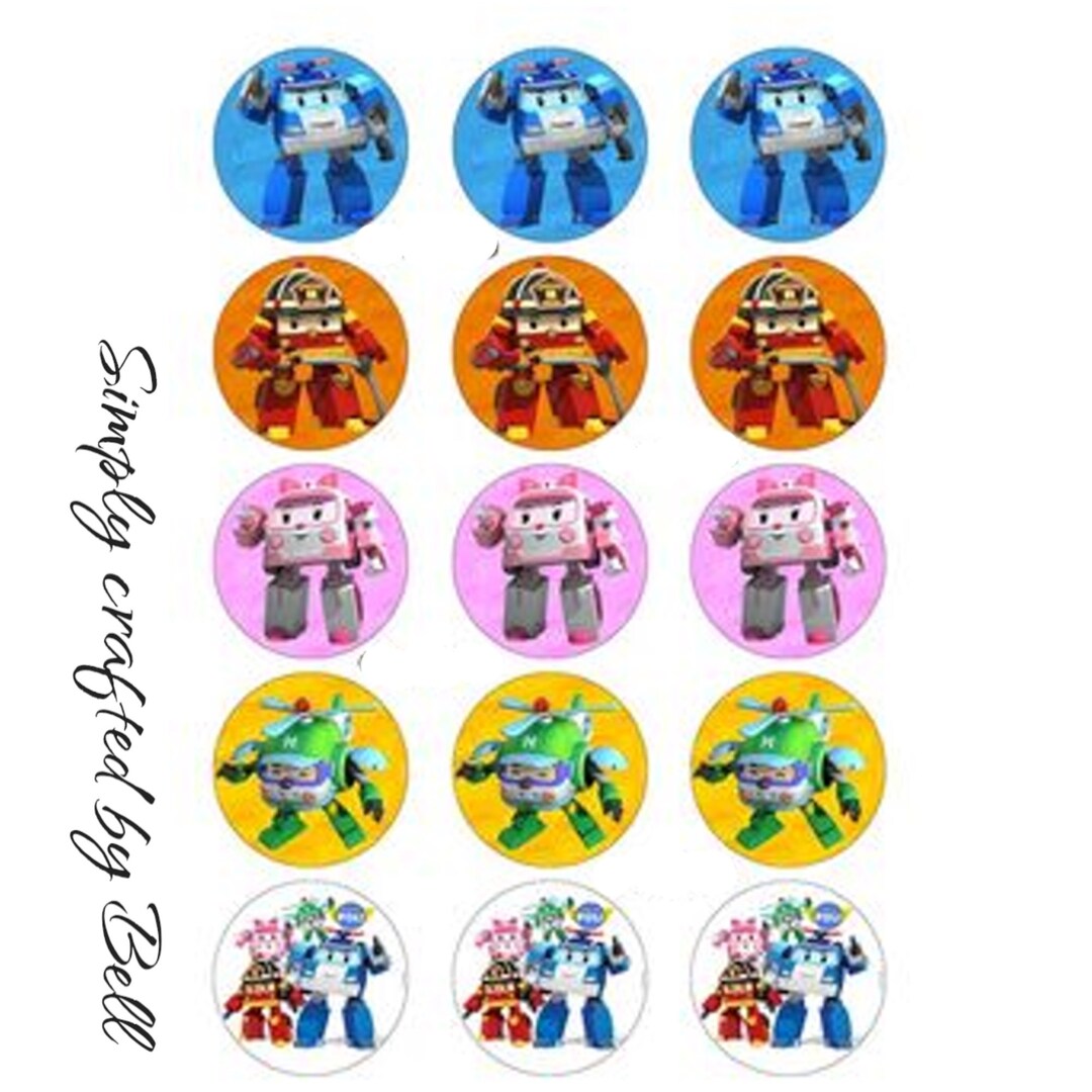 Robocar Poli Cupcake Toppers Custom Kids Cupcake Topper SVG Robocar ...