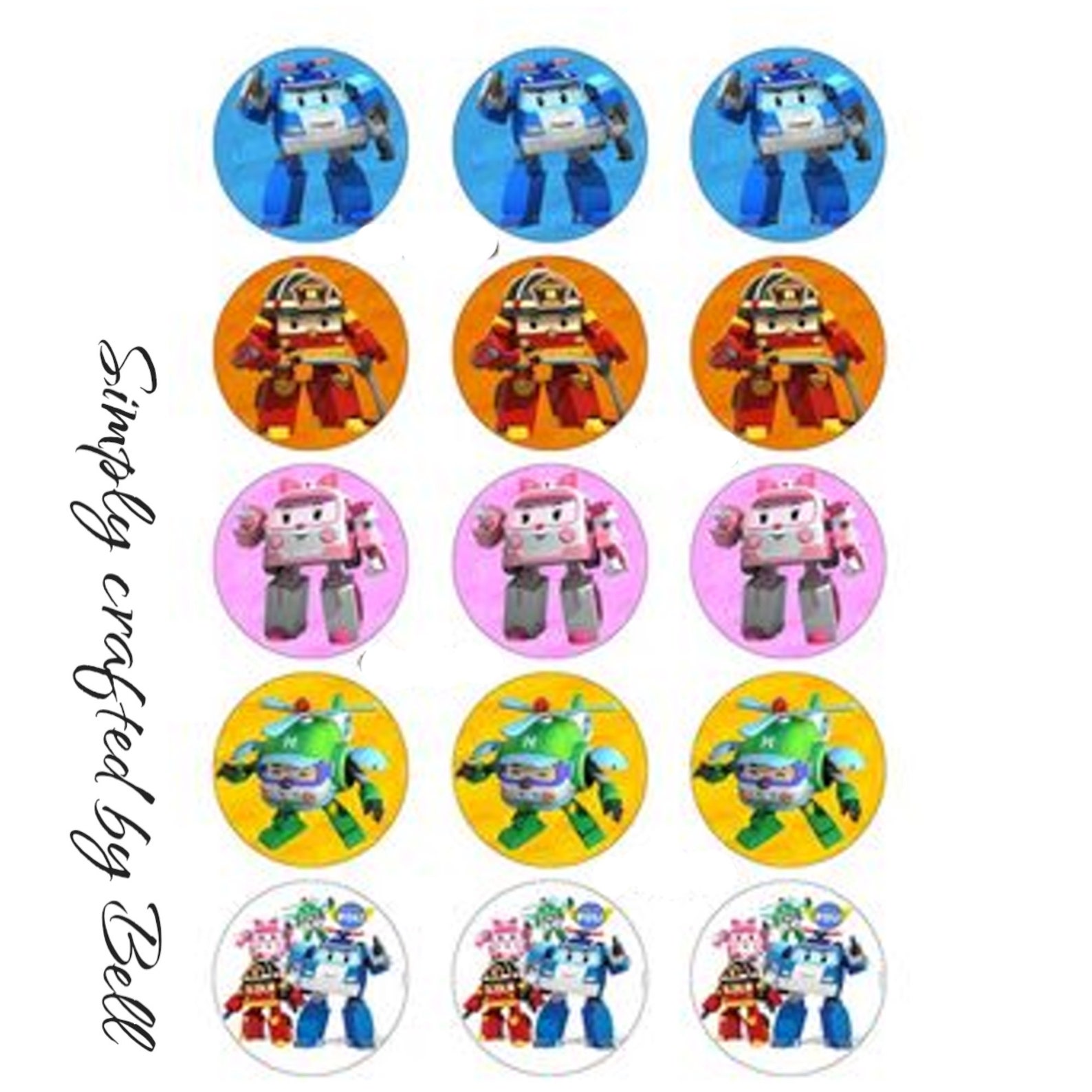Robocar Poli Cupcake Toppers Custom Kids Cupcake Topper SVG Robocar ...
