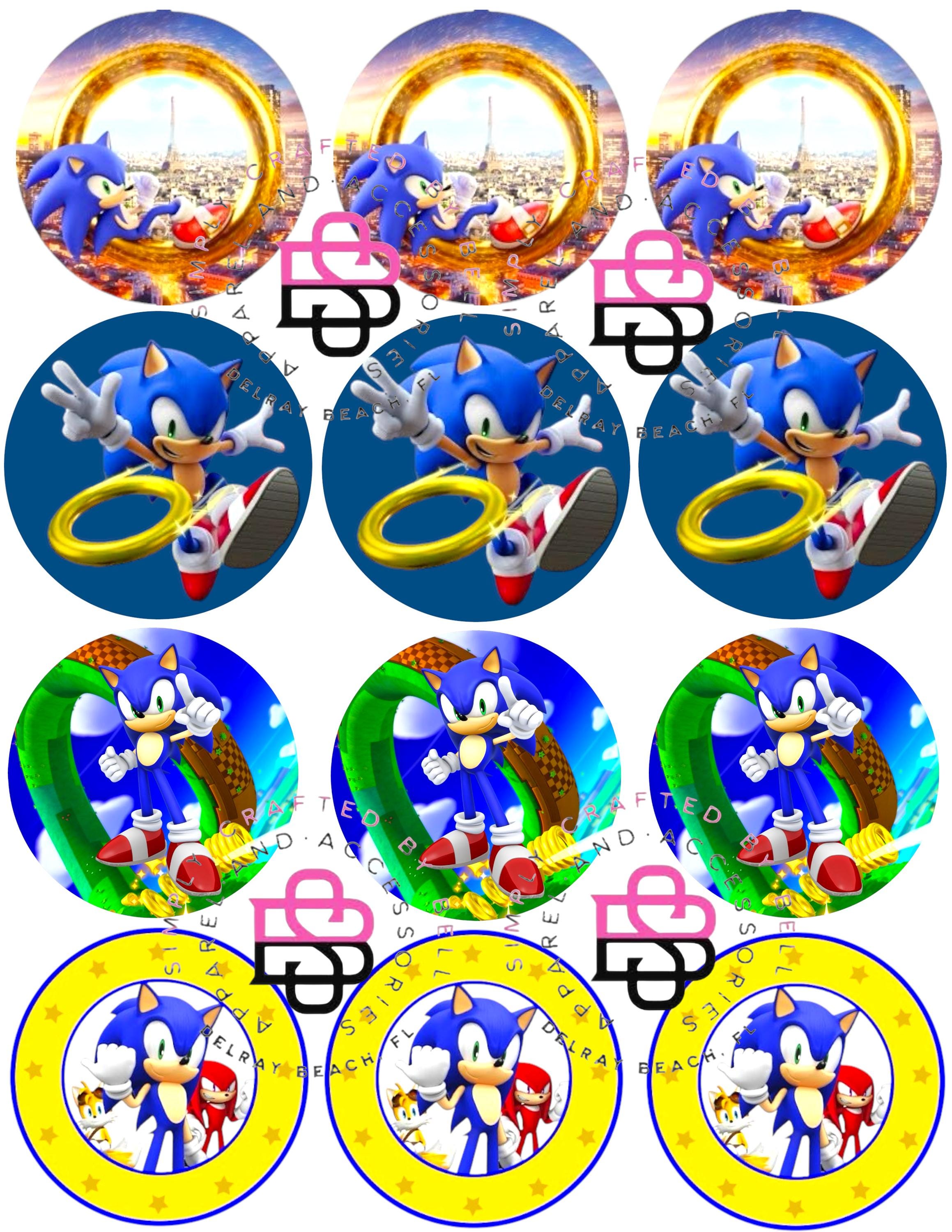 Sonic Cupcake Toppers, Sonic Cookie Toppers, Sonic Stickers SVG, Party ...