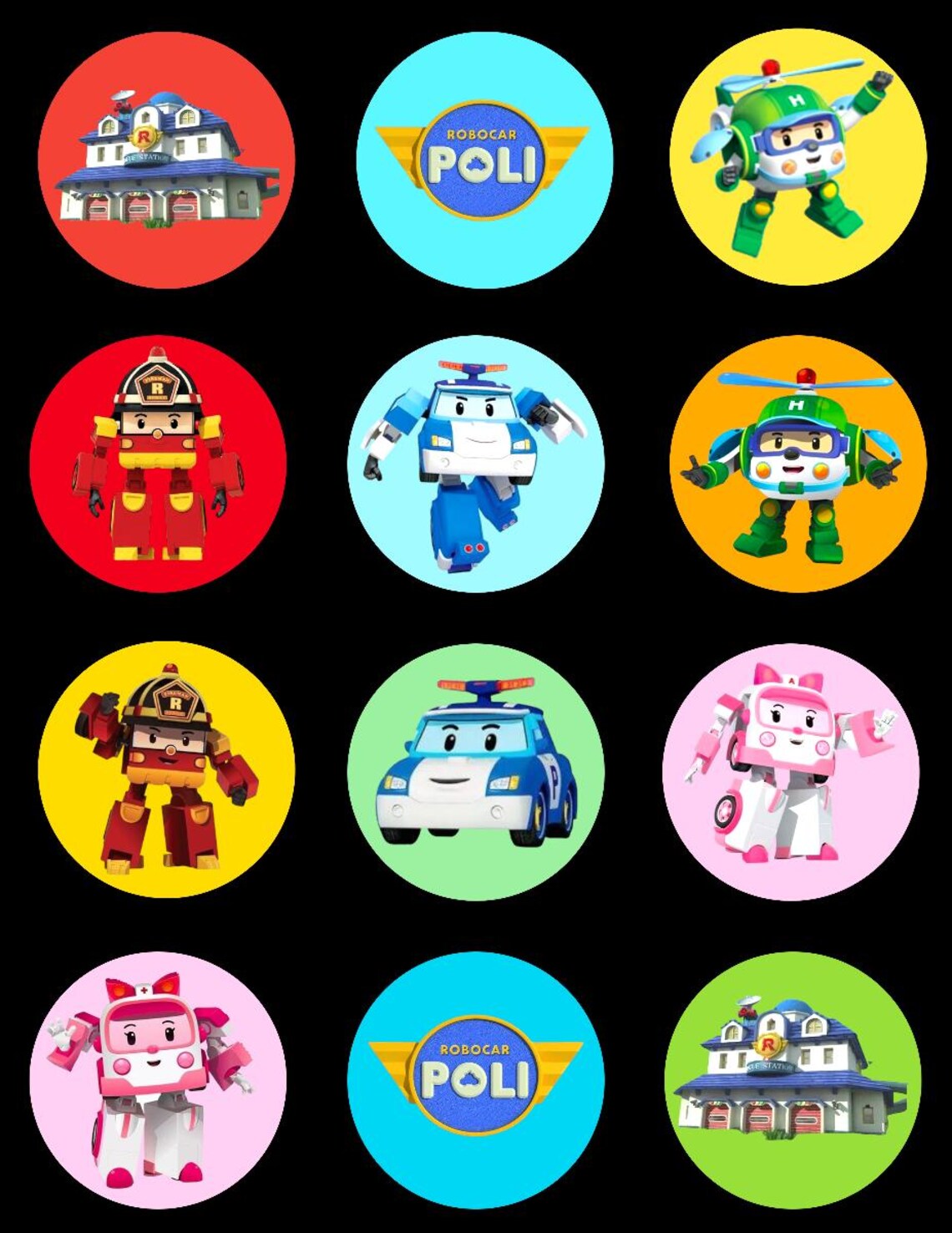 Robocar Poli Cupcake Toppers: Custom Party Decorations (digital File ...