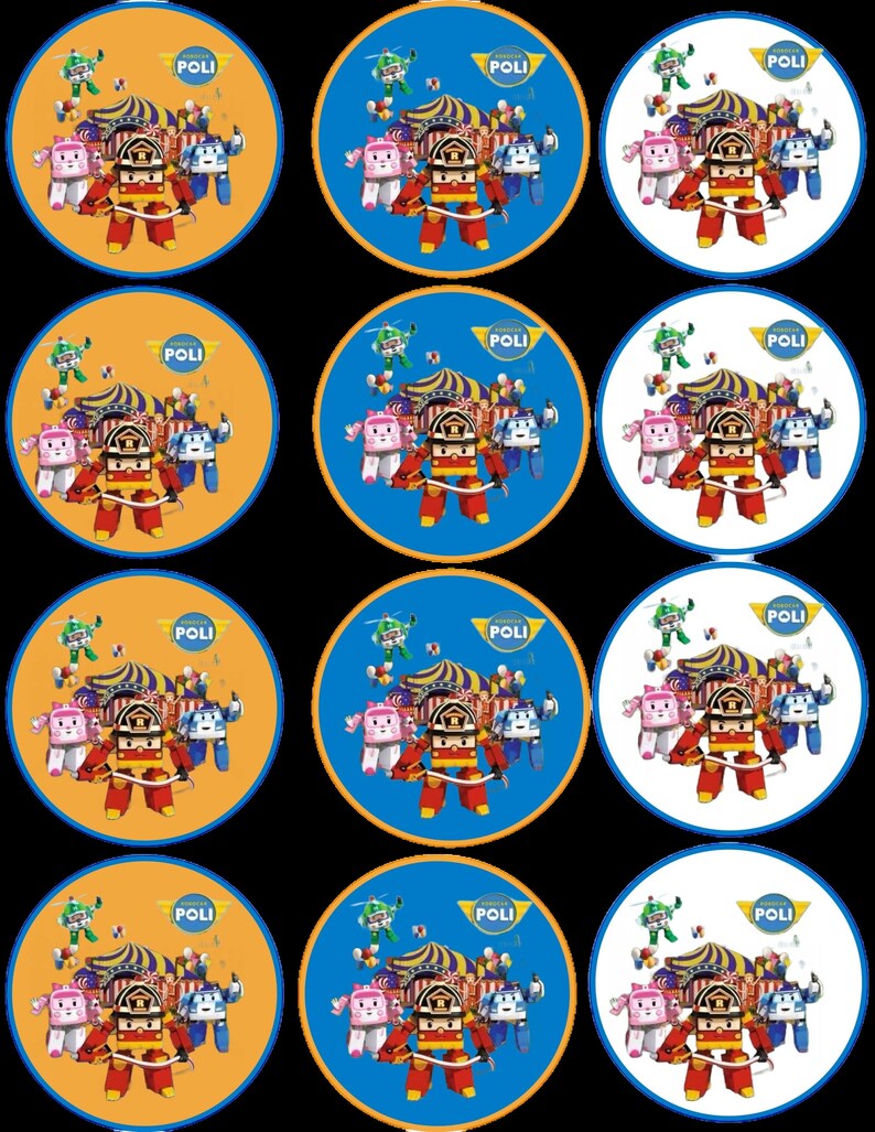Robocar Poli Cupcake Toppers: Kids Party Decorations (digital Download ...