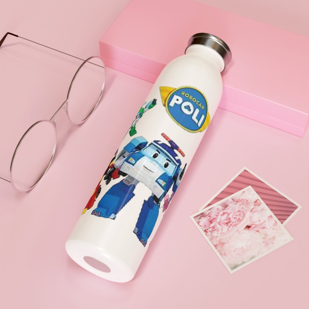 Robocar Poli Slim Water Bottle, Kids Tall Sports Bottle, Custom Gift ...