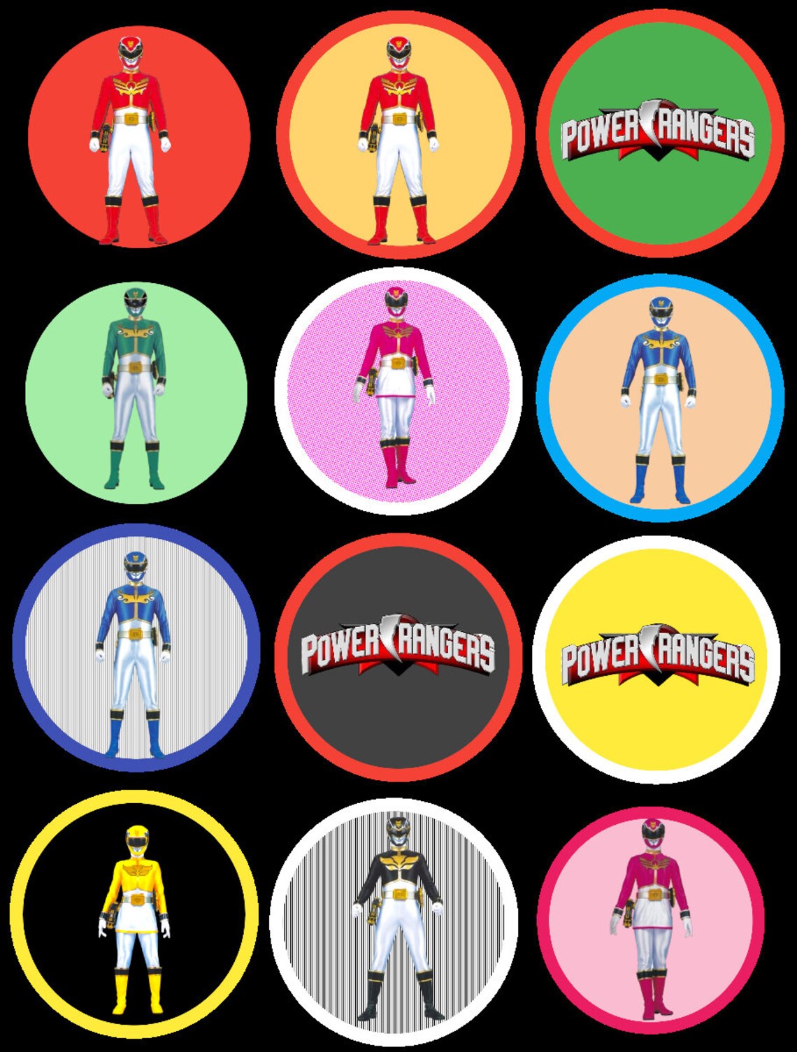 Custom Power Ranger Cupcake Toppers Power Ranger Cup Cake Toppers Kids ...