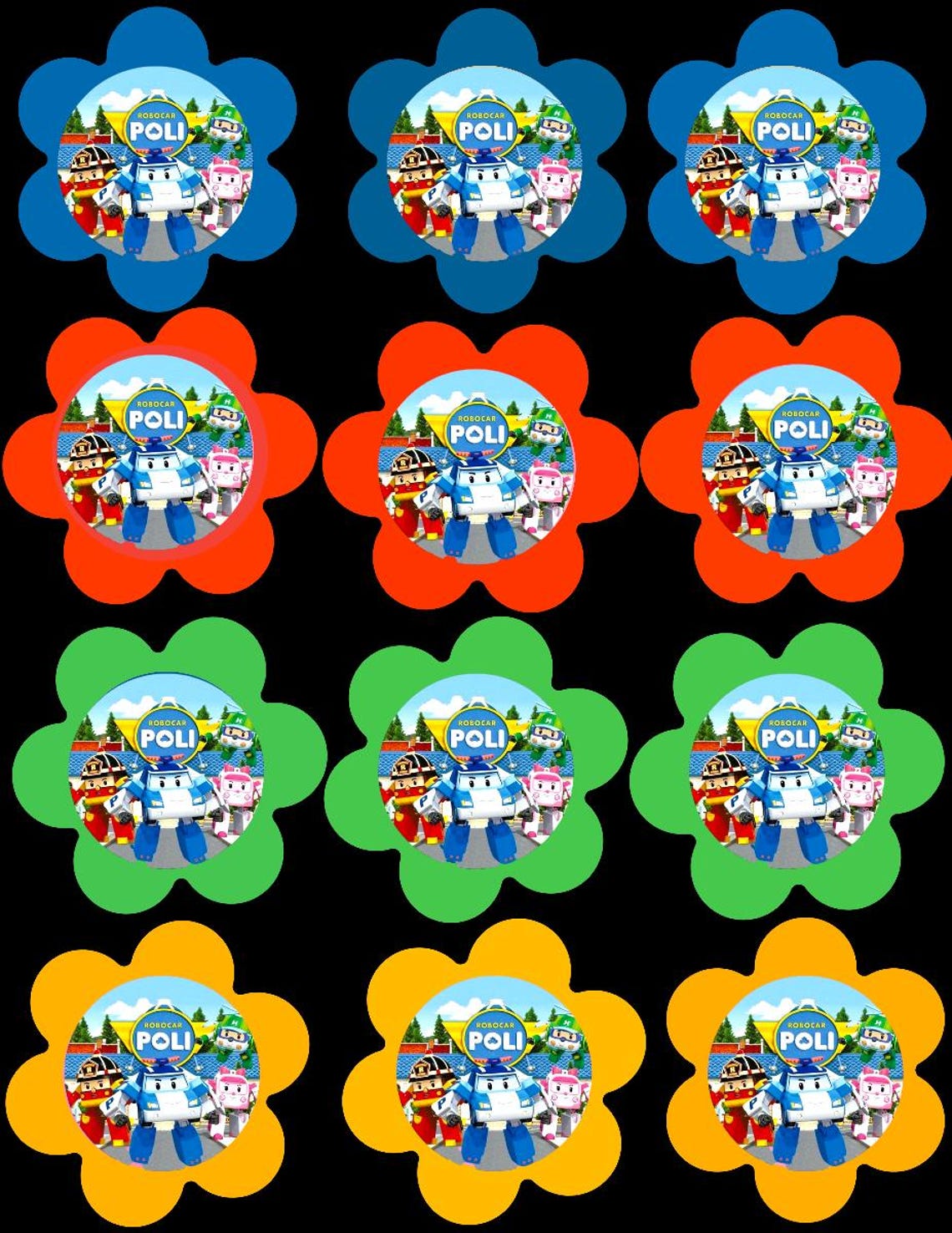 Kids Robocar Poli Cupcake Topper, Custom Robocar Poli Cookie Toppers ...