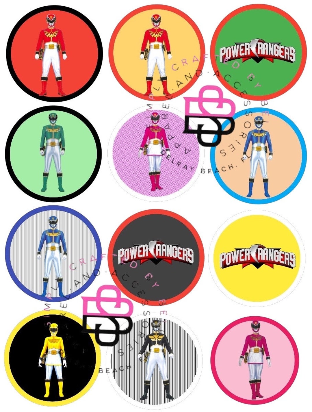 Custom Power Ranger Cupcake Toppers Power Ranger Cup Cake Toppers Kids ...