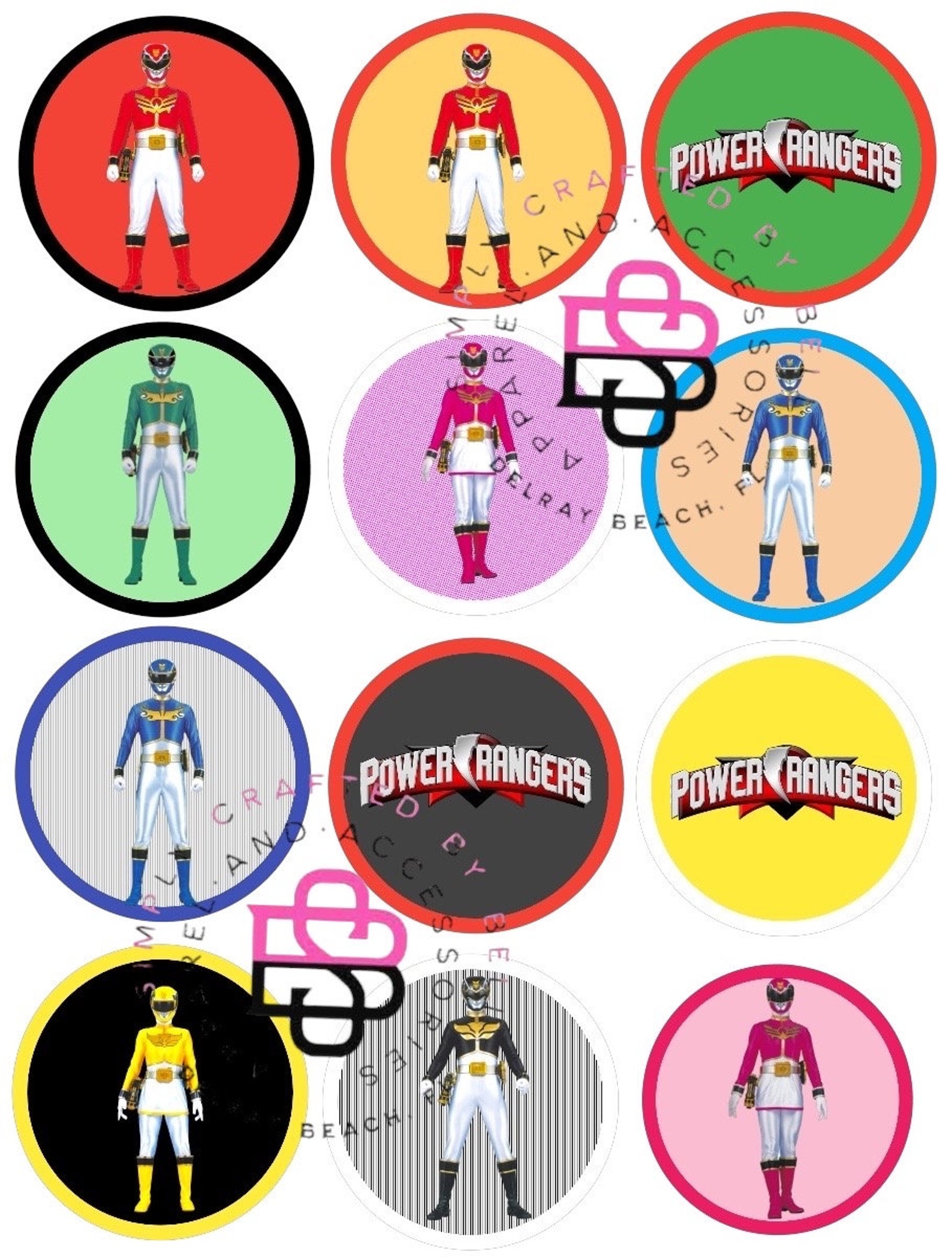 Custom Power Ranger Cupcake Toppers Power Ranger Cup Cake Toppers Kids ...