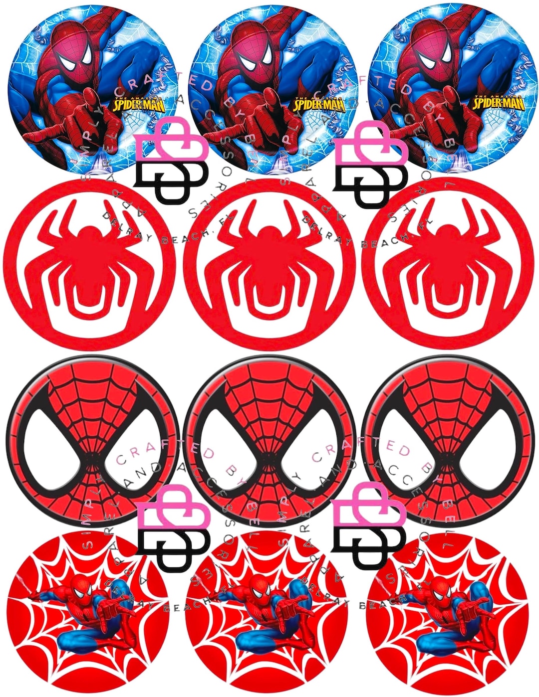 Superhero Cupcake Topper, Kids Spider Superhero Cookie Toppers, Spider ...