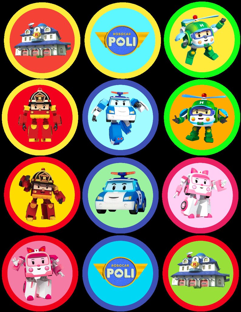 Robocar Poli Cupcake Toppers | Kids Robocar Poli Party Decorations ...