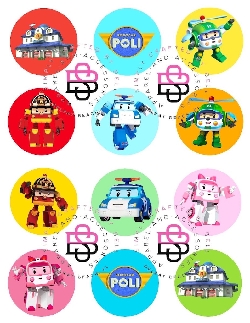 Robocar Poli Cupcake Toppers: Party Decorations (digital Download) - Etsy