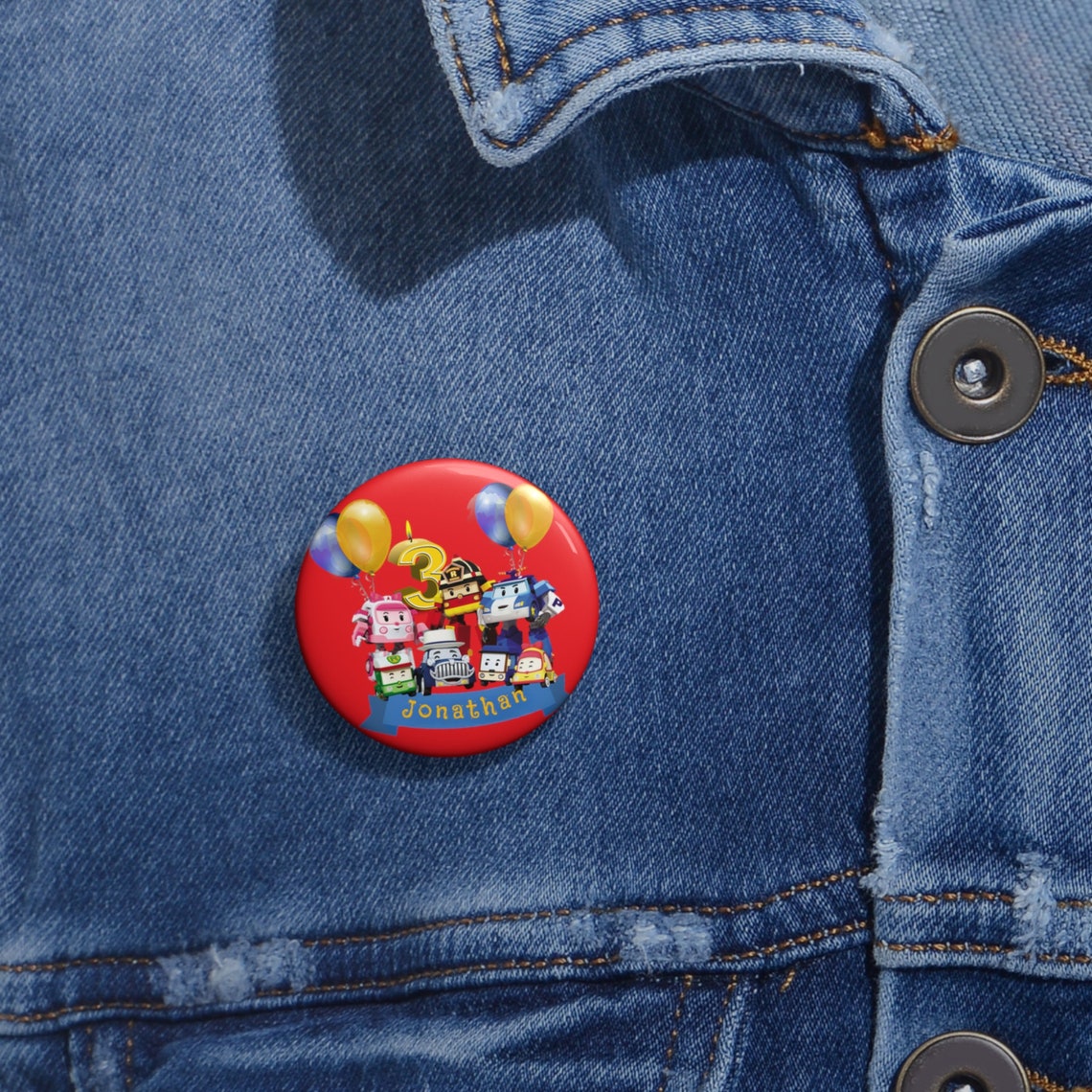 Custom Robocar Poli Birthday Pin | Personalized Party Favor - Etsy