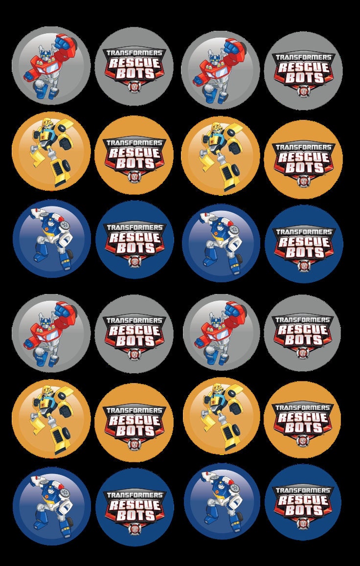 Rescue Bots Cupcake Toppers: Kids Birthday Party Decor (digital ...