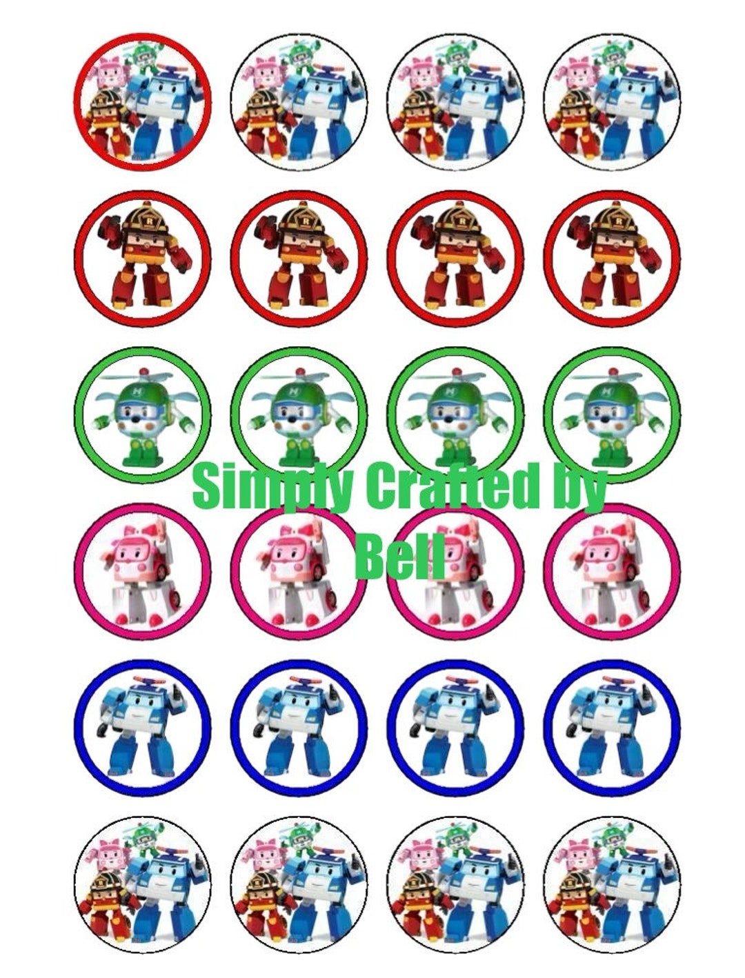 Custom Robocar Poli Cupcake Toppers Custom Robocar Poli Sticker ...