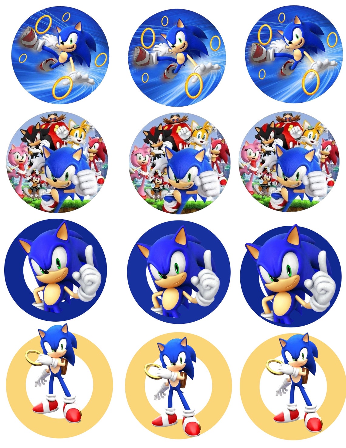 Custom Sonic the Hedgehog Cupcake Toppers Sonic Cupcake Toppers Sonic ...