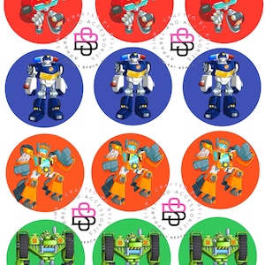Rescue Bots Cupcake Toppers: Robot Birthday Party Decor (digital ...