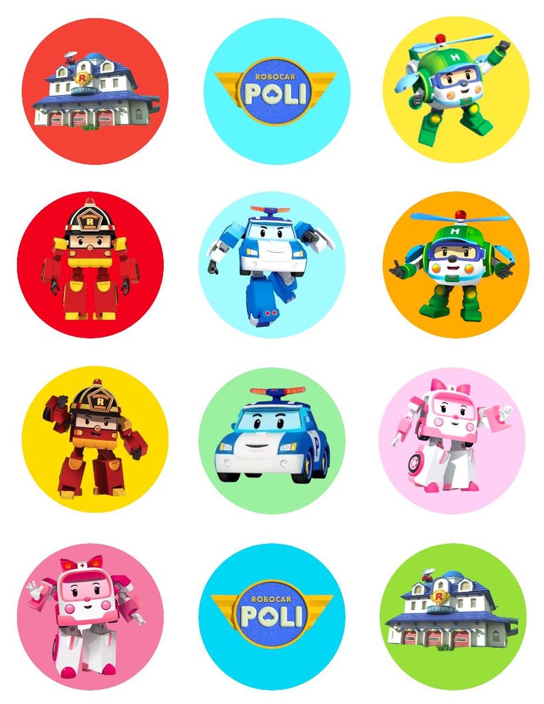 Robocar Poli Cupcake Toppers: Party Decorations (digital Download) - Etsy