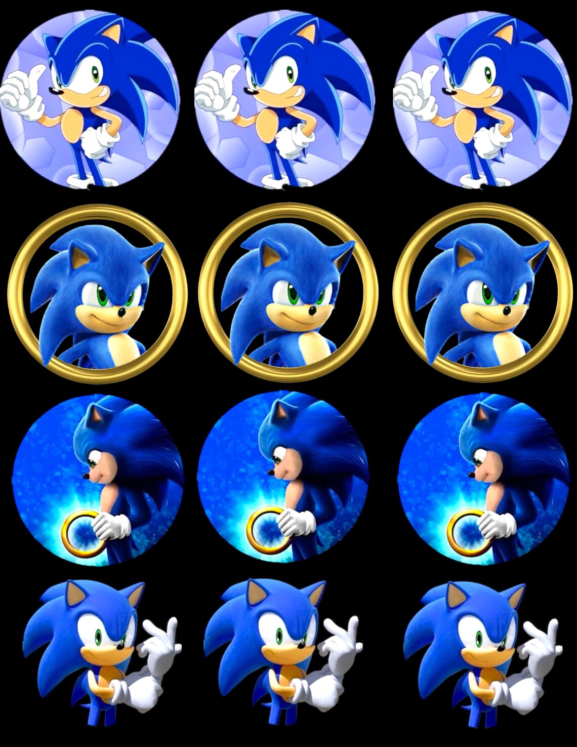 Sonic Cupcake Toppers, Sonic Cookie Toppers, Sonic Stickers SVG, Party ...
