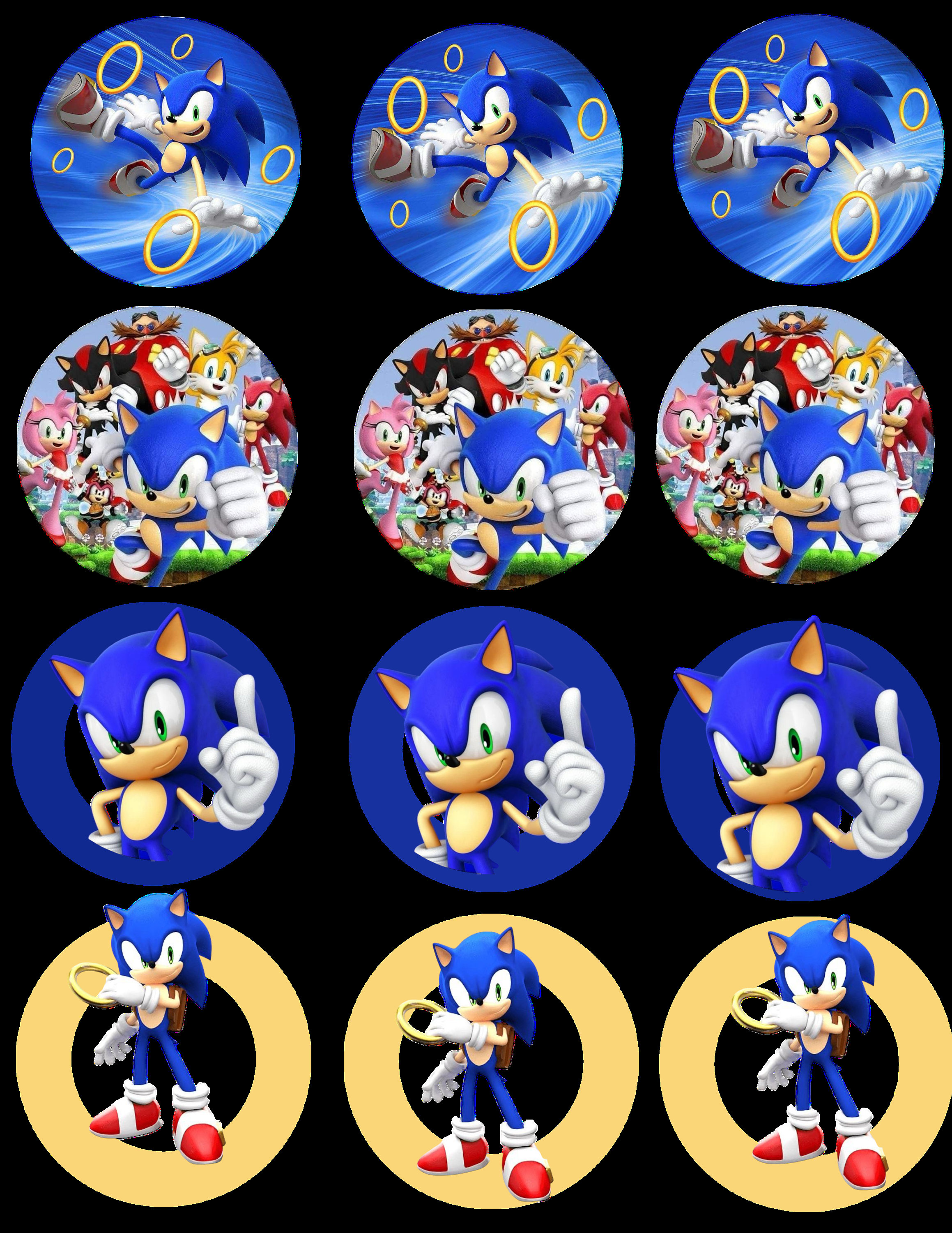 Custom Sonic the Hedgehog Cupcake Toppers Sonic Cupcake Toppers Sonic ...