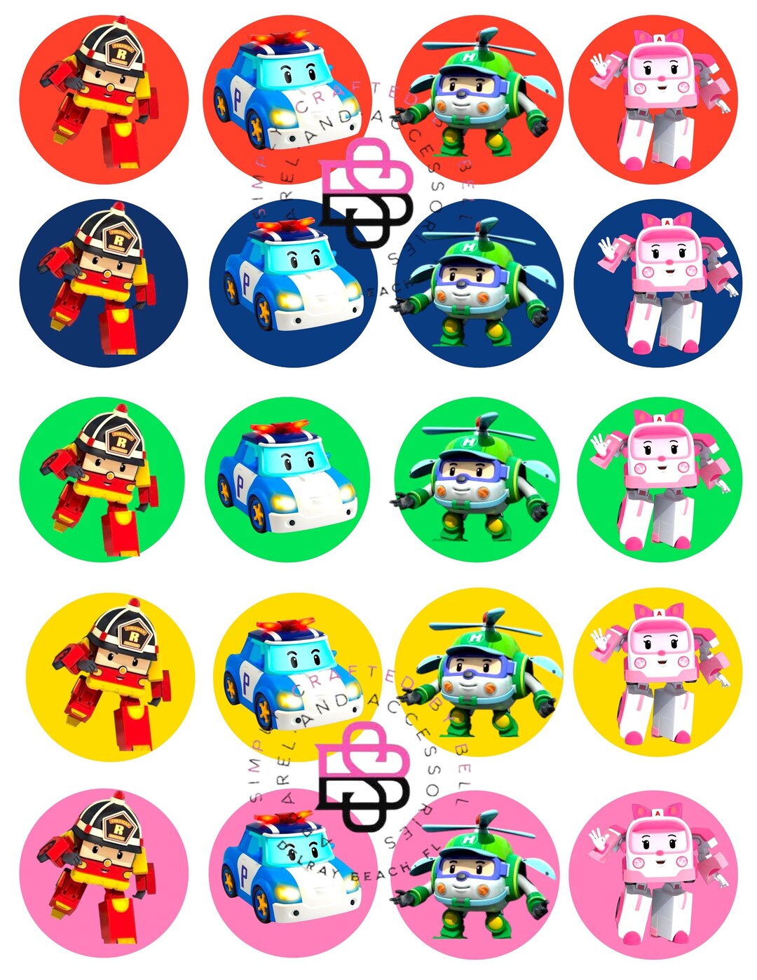 Robocar Poli Cupcake Toppers | Kids Robocar Poli Party Decorations ...