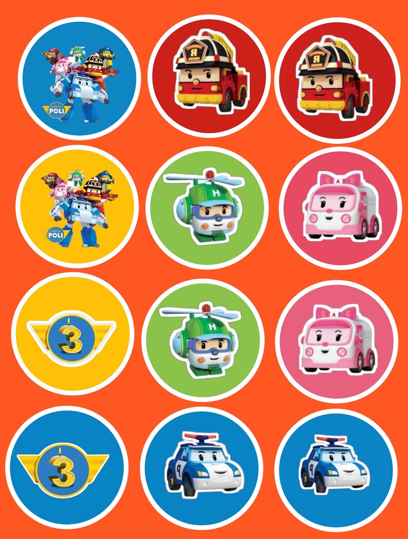 Custom Robocar Poli Cup Cake Topper Personalized Robocar Poli Wing and ...