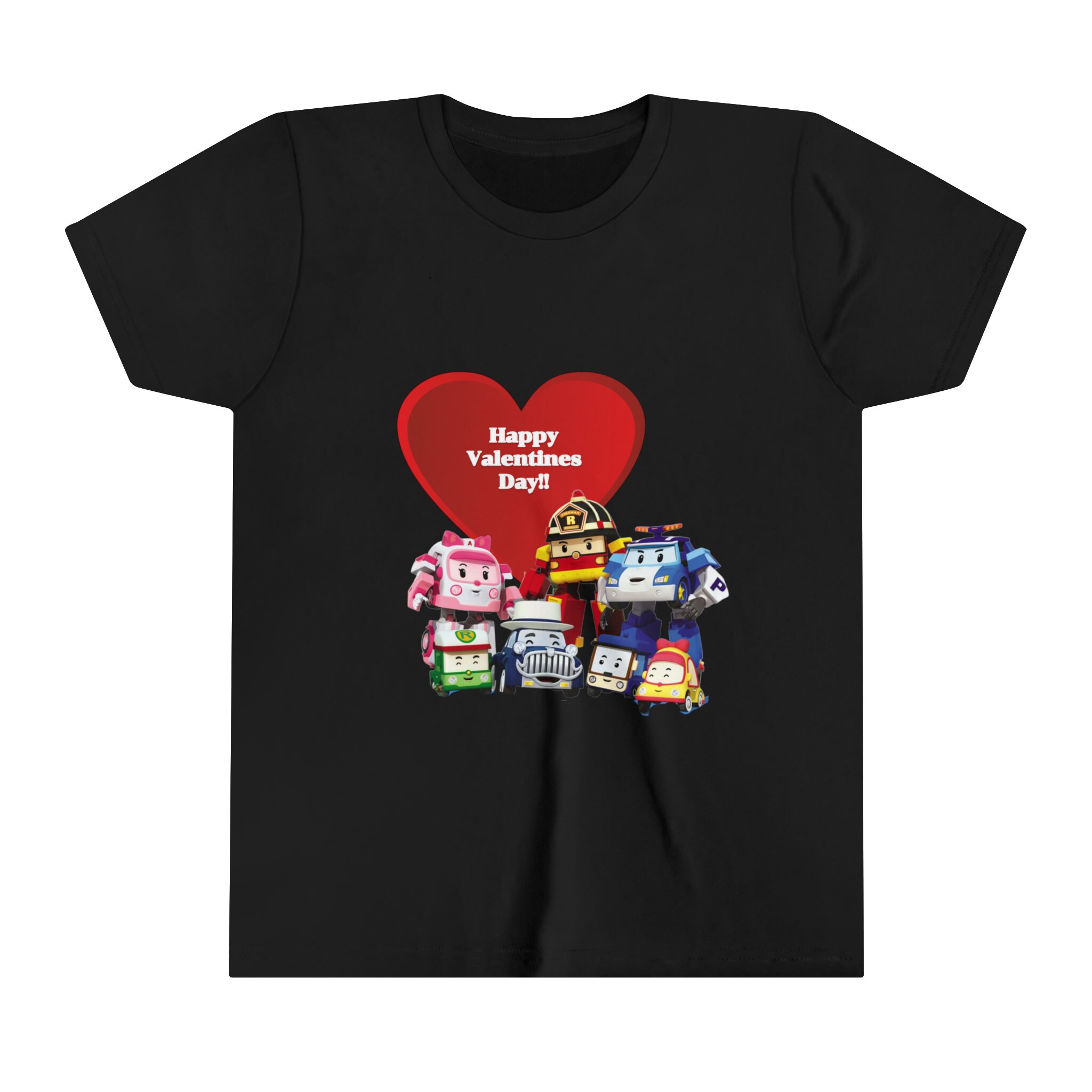 Robocar Poli Valentine's Day T-shirt: Cartoon Graphics Kids Tee - Etsy
