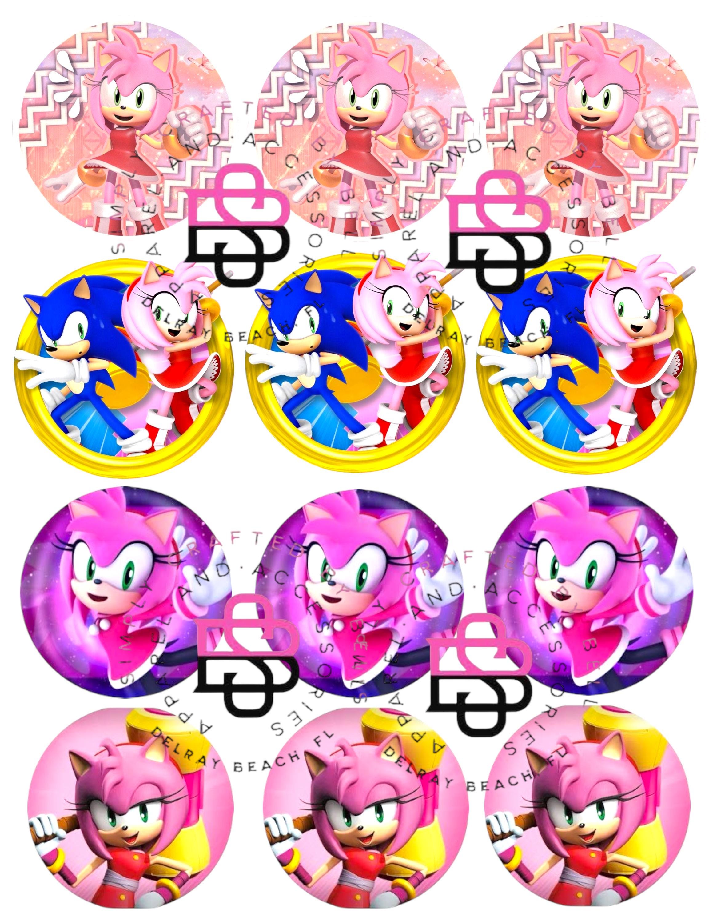 Amy Rose Hedgehog Cupcake Toppers, Pink Girl Hedgehog Cookie Toppers ...