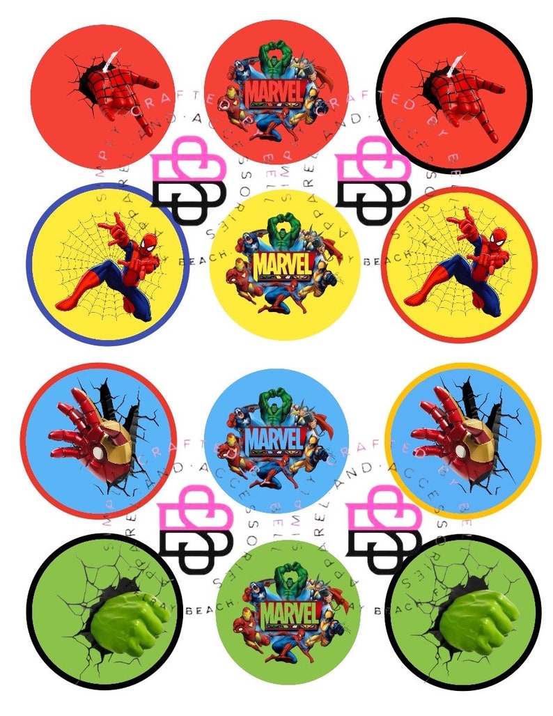 Custom Super Hero Cupcake Toppers Kids Super Hero Cookie Toppers Custom ...