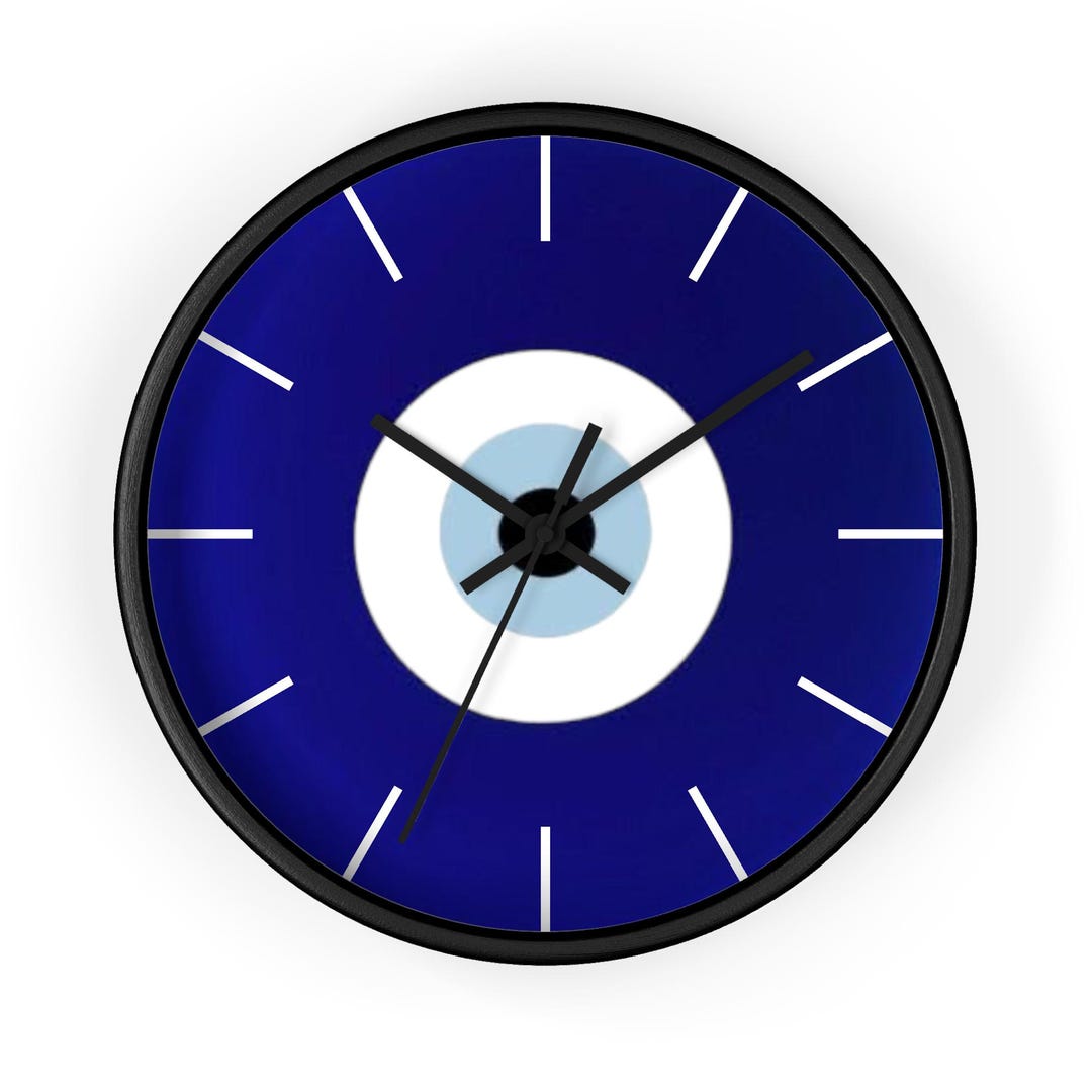 Evil Eye Wall Clock in Blue - Turkish Talisman Protection Decor - Eye ...